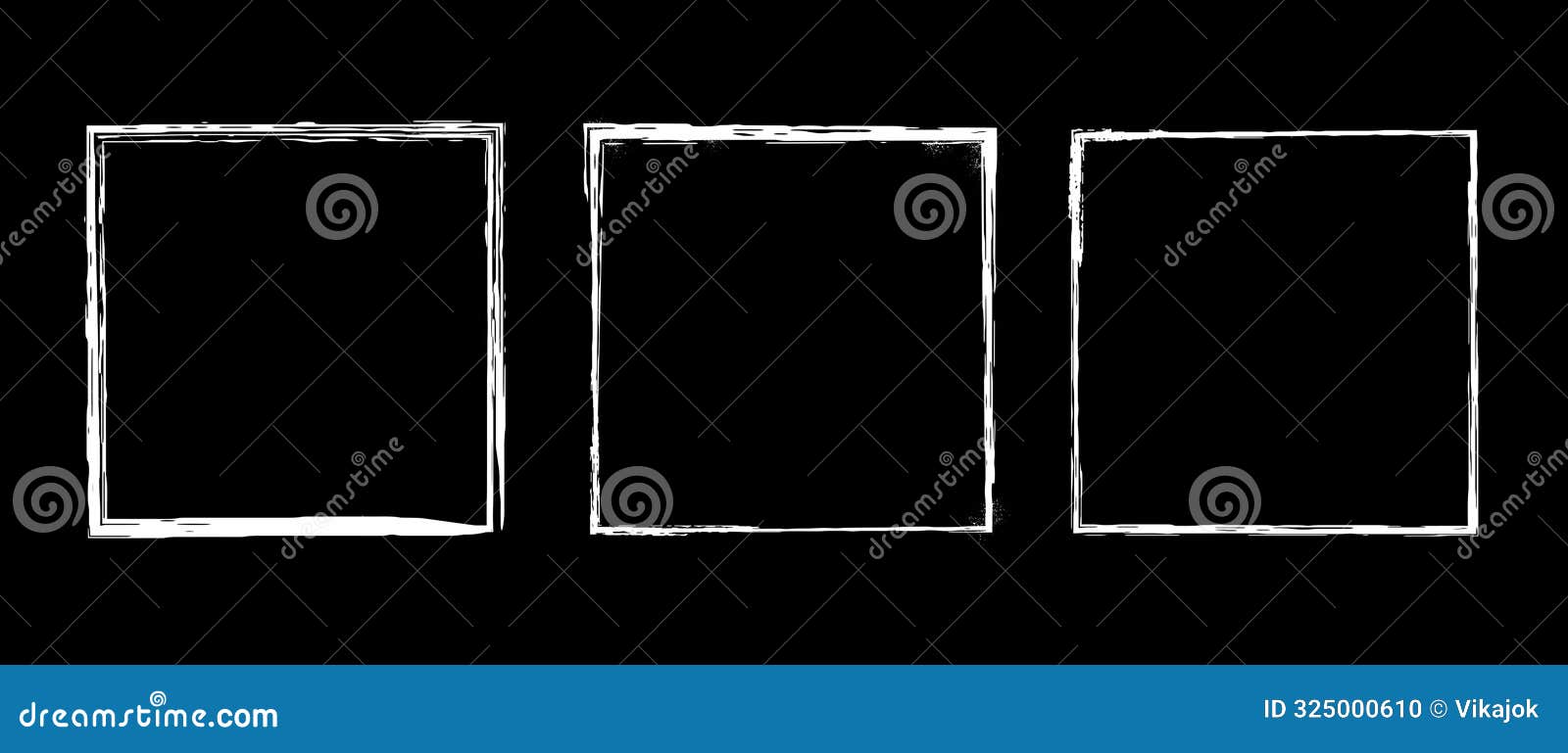 Grunge Square Frames Set. Different Paint Brushed Borders Collection ...