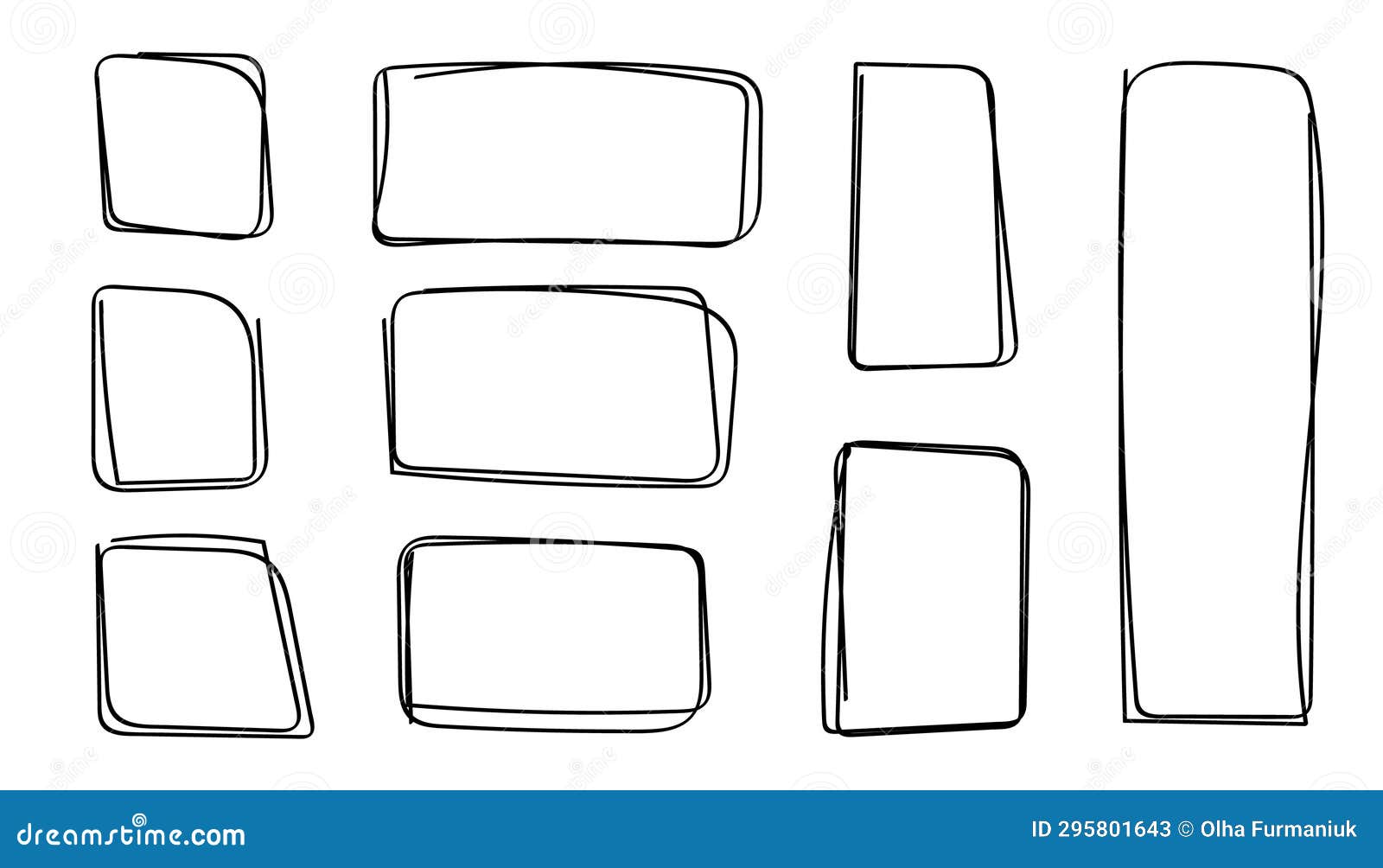 Grunge Square Set, Hand-drawn Encircle Rectangle Highlight Elements ...