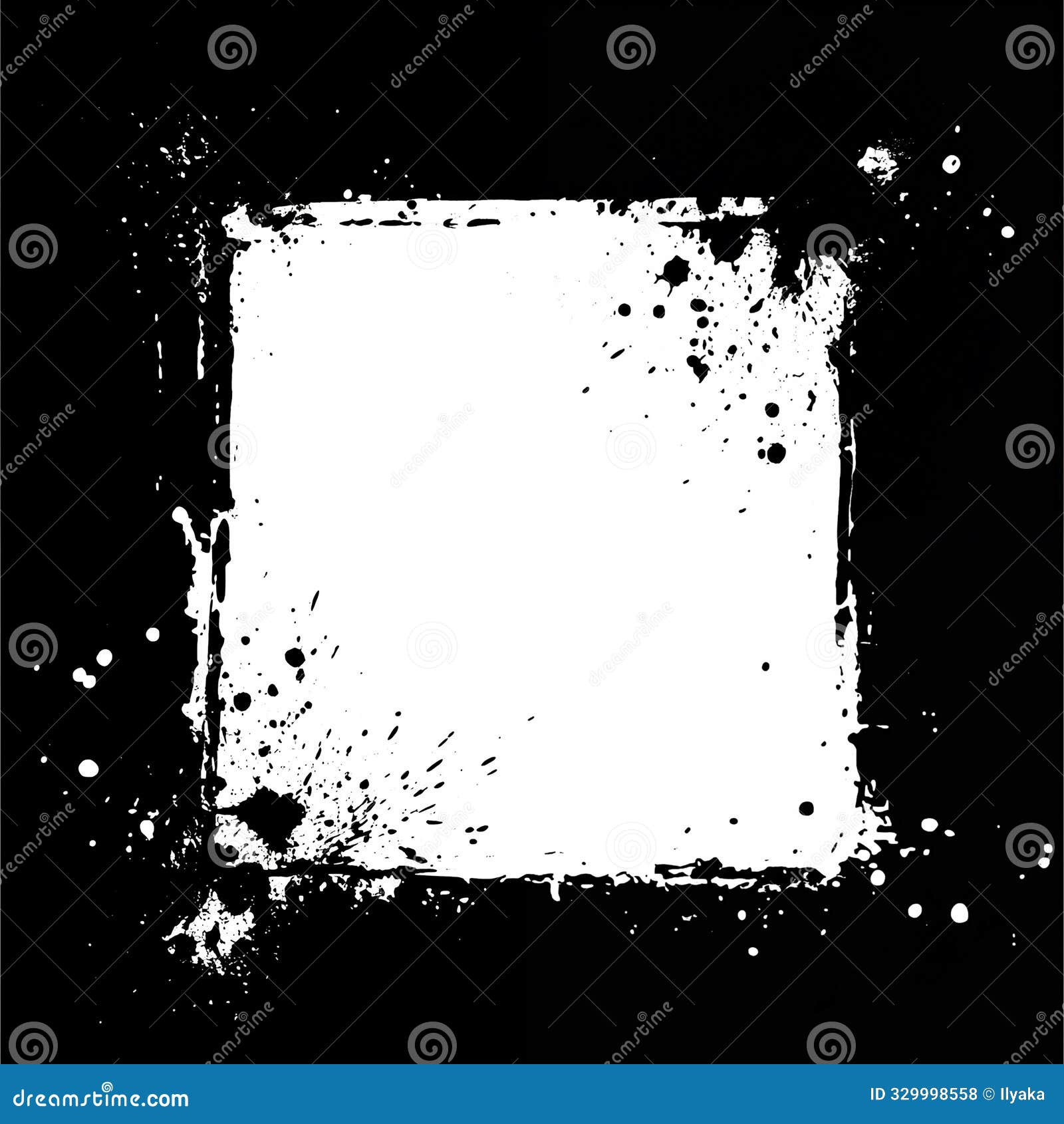 Grunge Square Splatter Frame. Splash Ink Border. Rectungle Text Box and ...