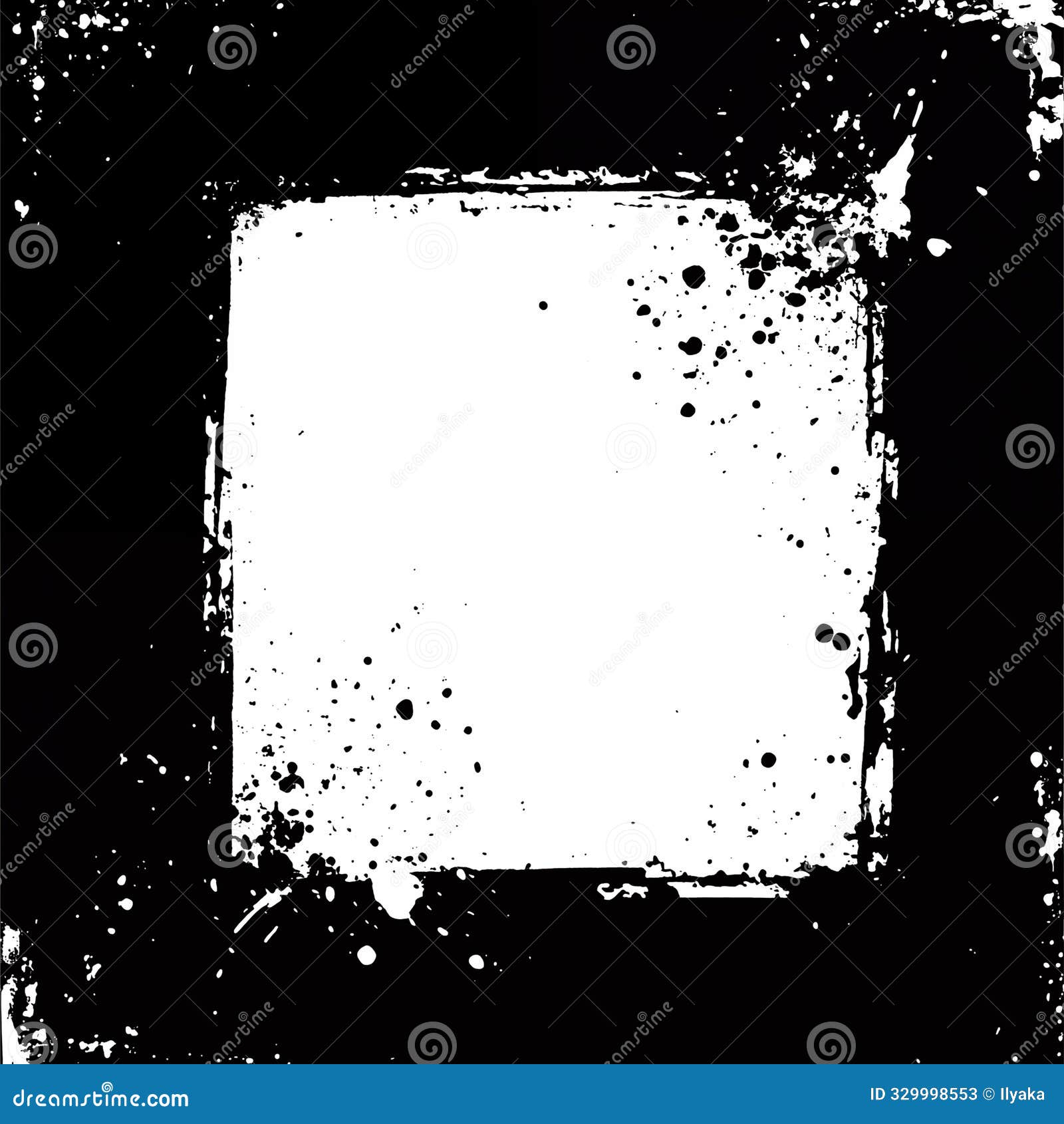 Grunge Square Splatter Frame. Splash Ink Border. Rectungle Text Box and ...