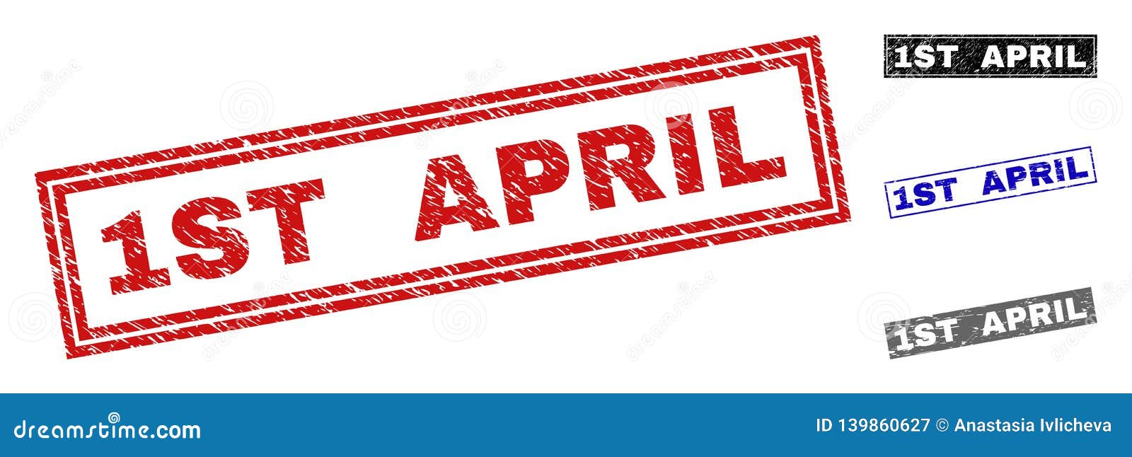 Grunge 1ST APRIL Textured Rectangle Watermarks Stock Vector ...
