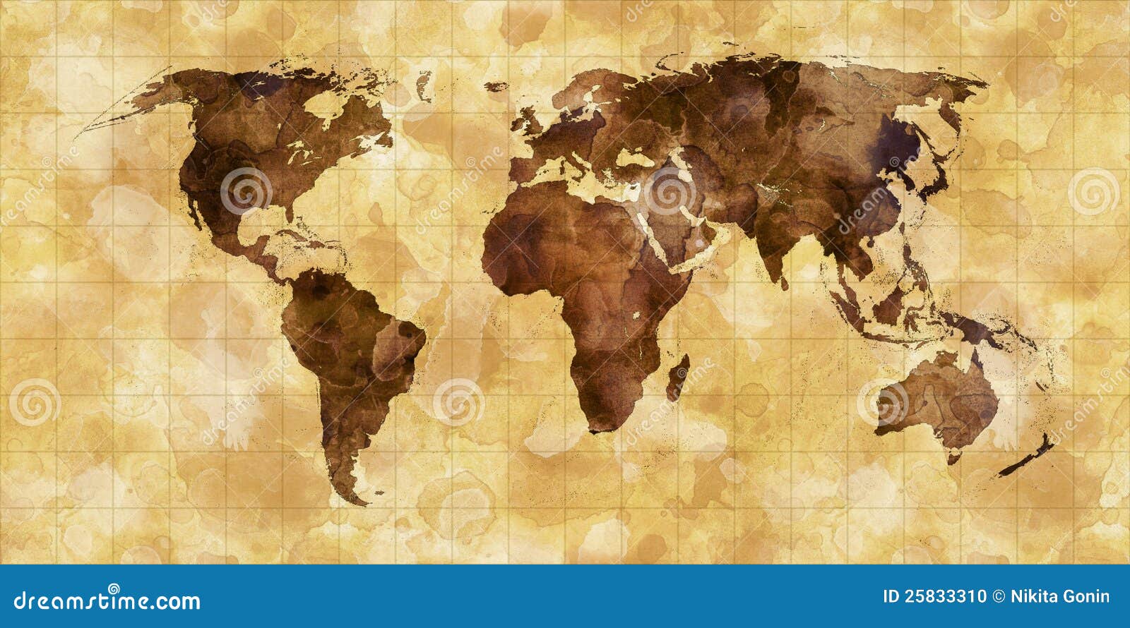 Grunge Stained Map of the World Stock Illustration - Illustration of ...