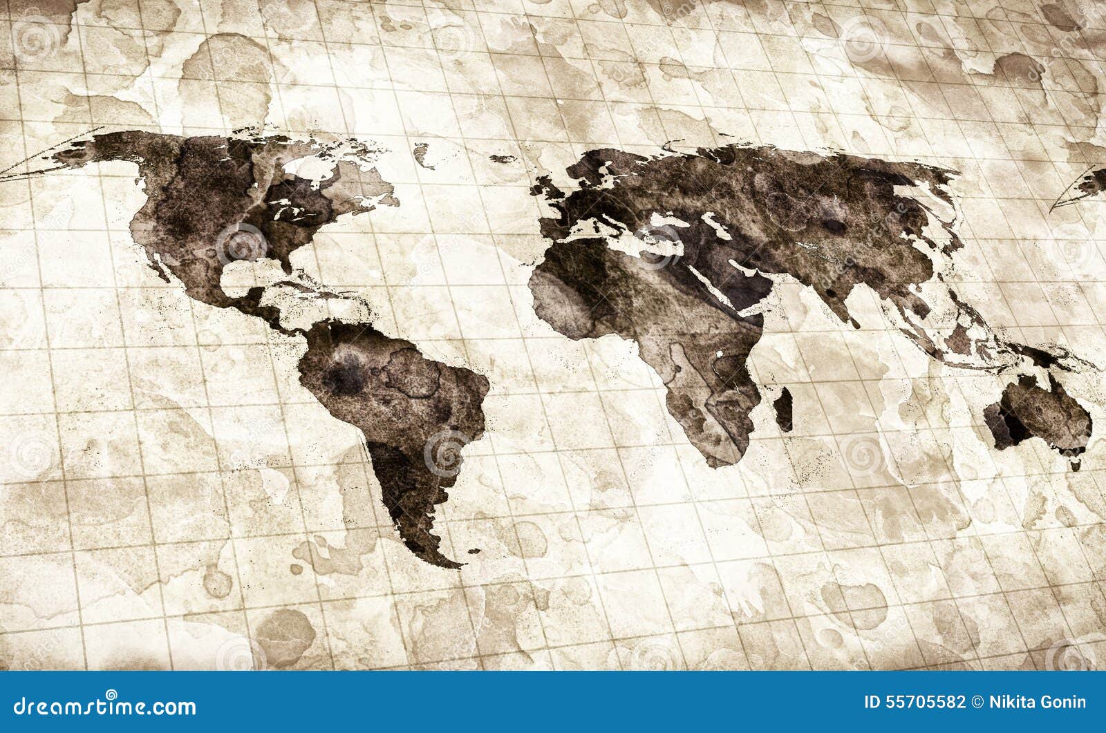 Grunge Stained Map of the World Stock Illustration - Illustration of ...