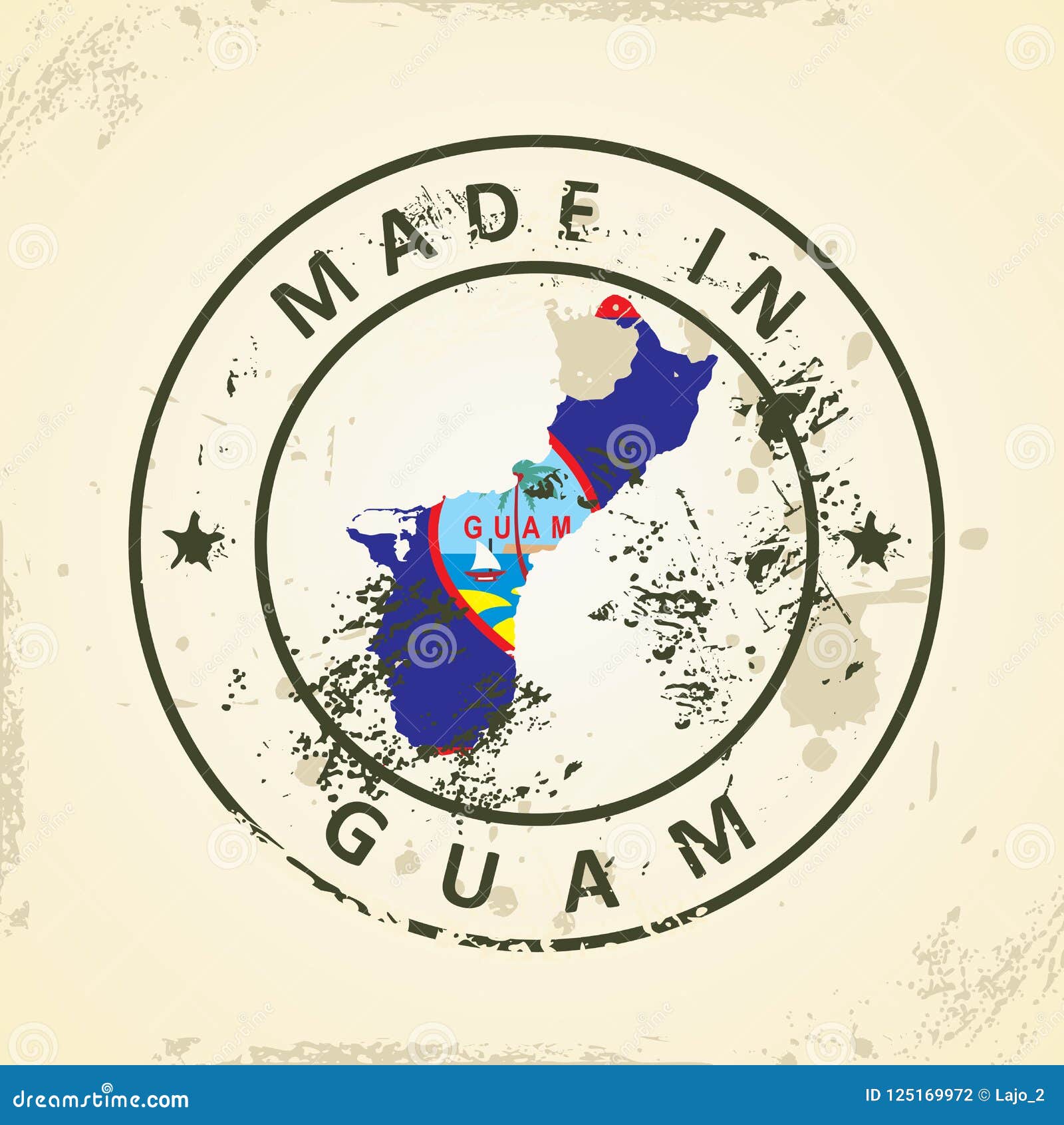 Stamp with Map Flag of Guam Stock Vector - Illustration of flag, guam ...