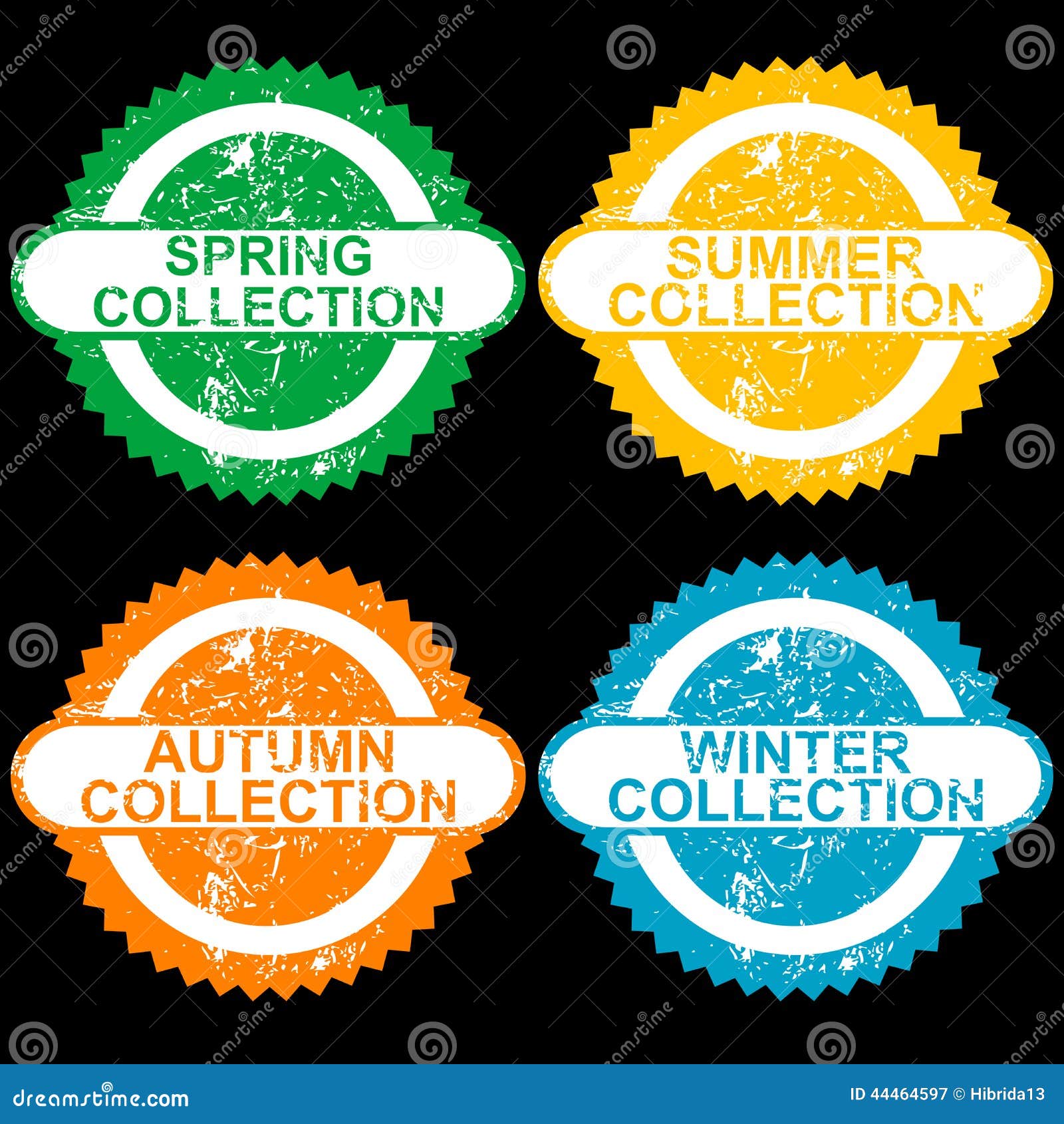 Grunge Stamps with Collections for Each Seasons Stock Vector ...
