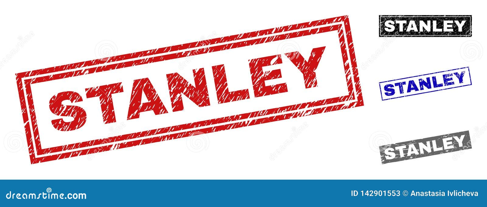 Grunge STANLEY Scratched Rectangle Stamps Cartoon Vector ...