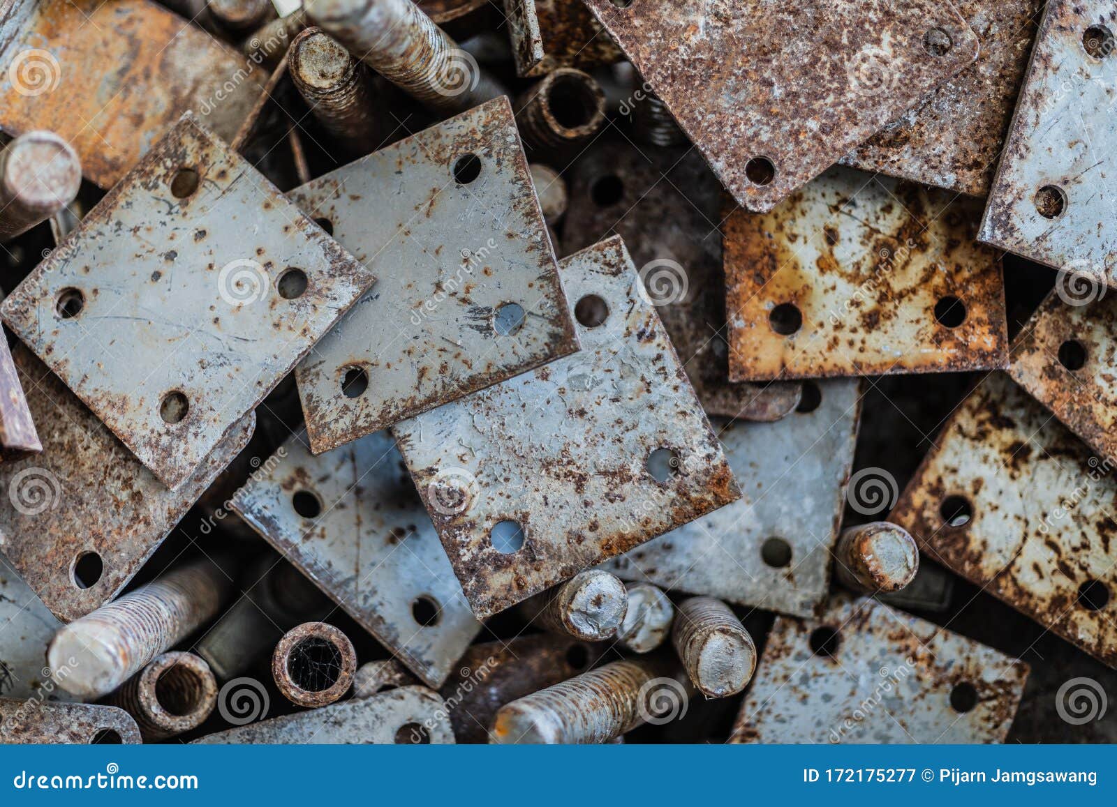 Grunge Steel Plate Stack in Construction Site Stock Image - Image of ...