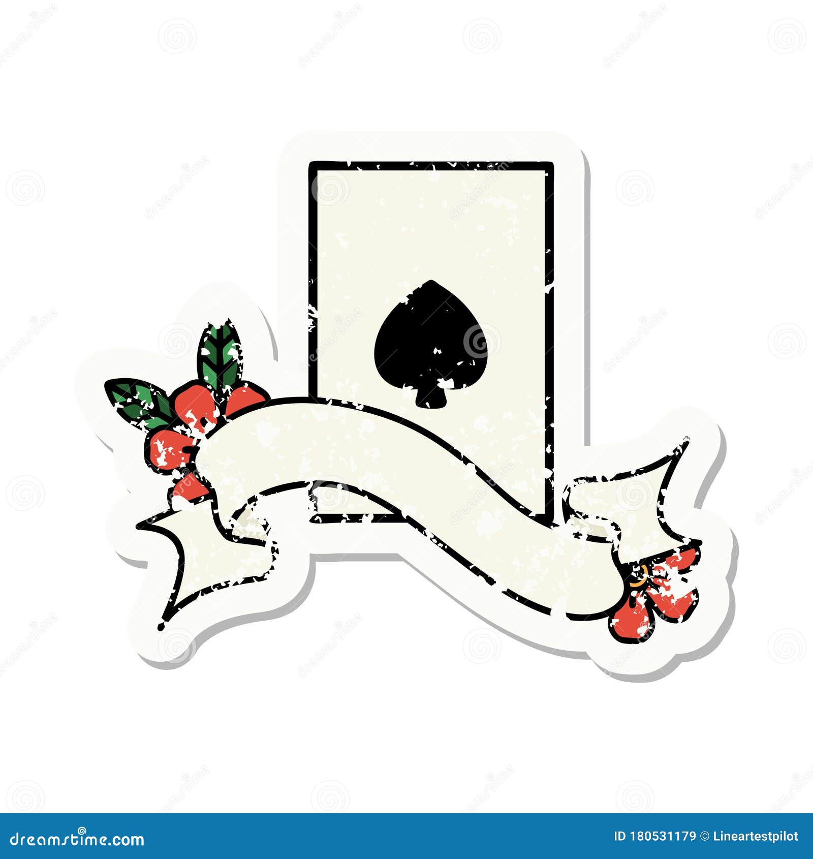 Grunge Sticker with Banner of the Ace of Spades Stock Vector ...