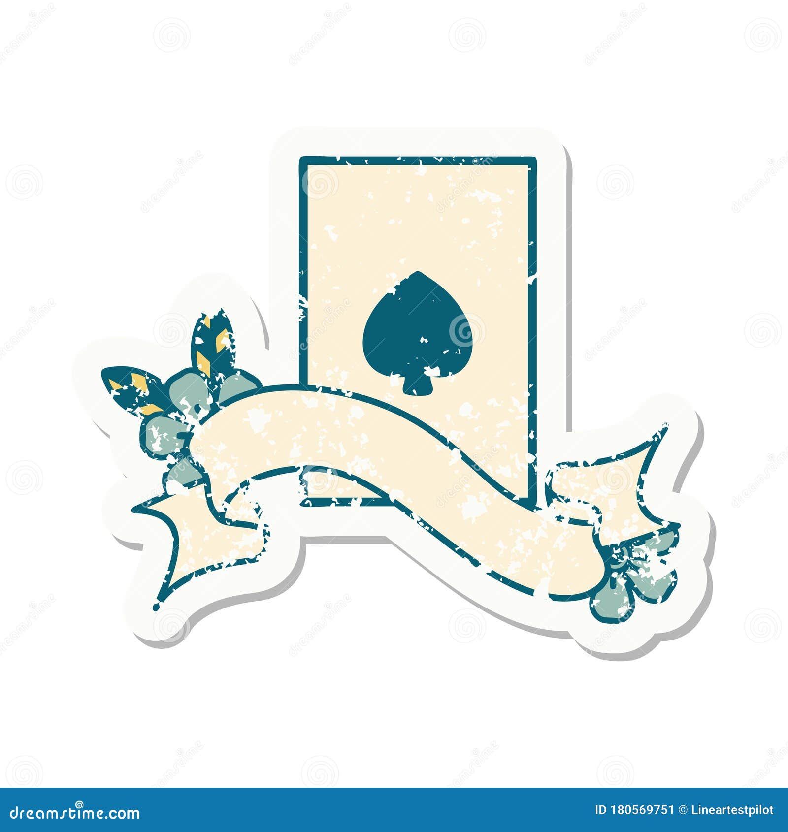 Grunge Sticker with Banner of the Ace of Spades Stock Vector ...