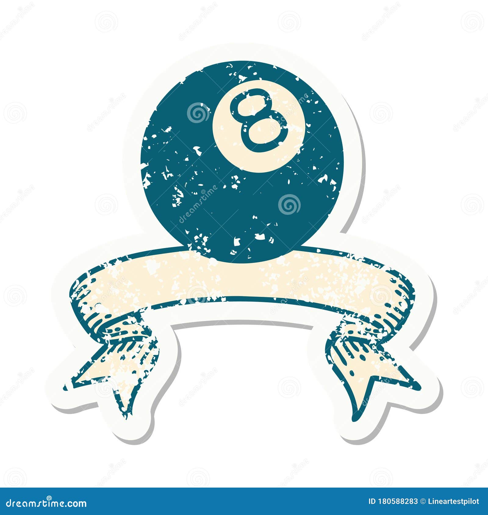 Grunge Sticker with Banner of a 8 Ball Stock Vector - Illustration of ...