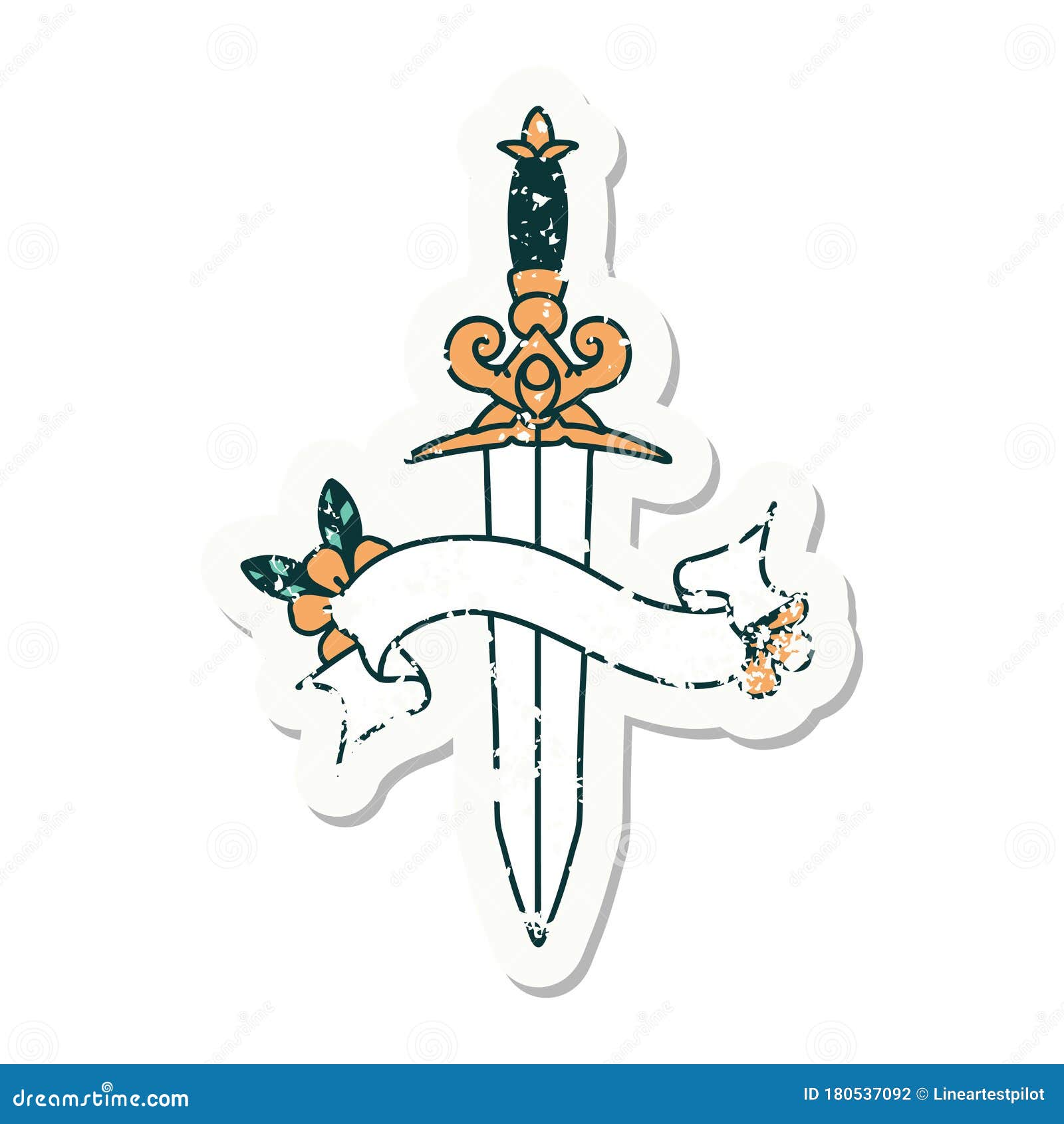 Grunge Sticker with Banner of Dagger Stock Vector - Illustration of ...