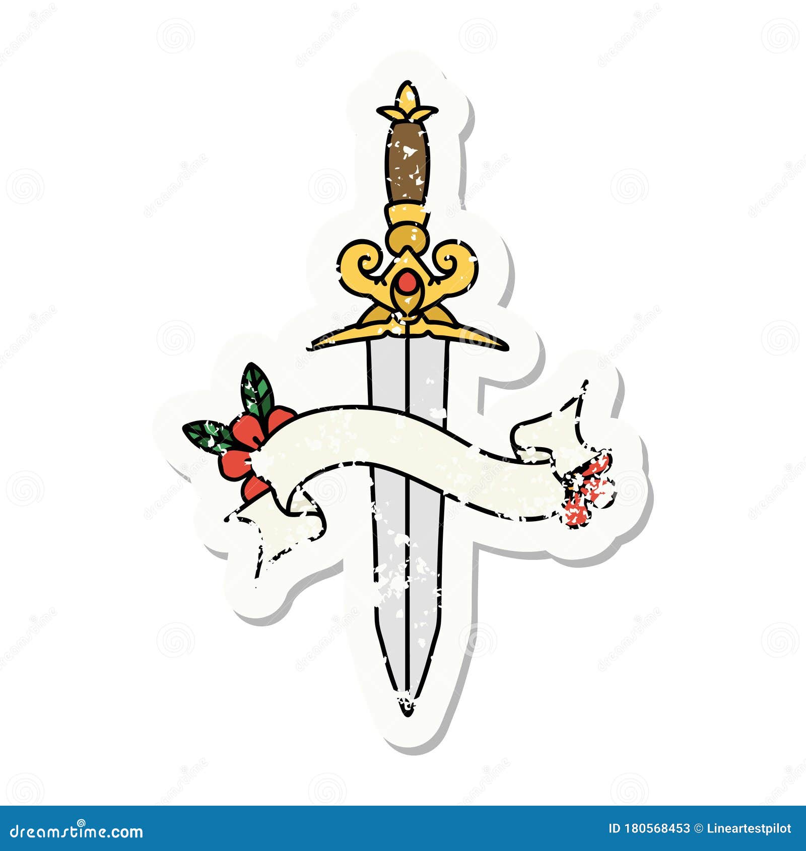 Grunge Sticker with Banner of Dagger Stock Vector - Illustration of ...