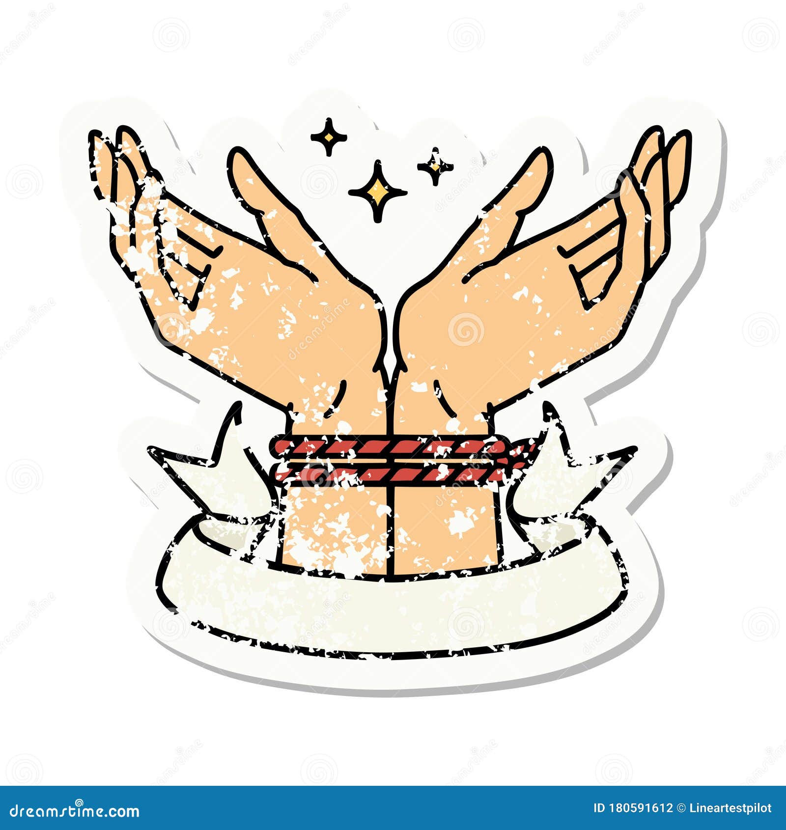 Grunge Sticker with Banner of a Pair of Tied Hands Stock Vector ...