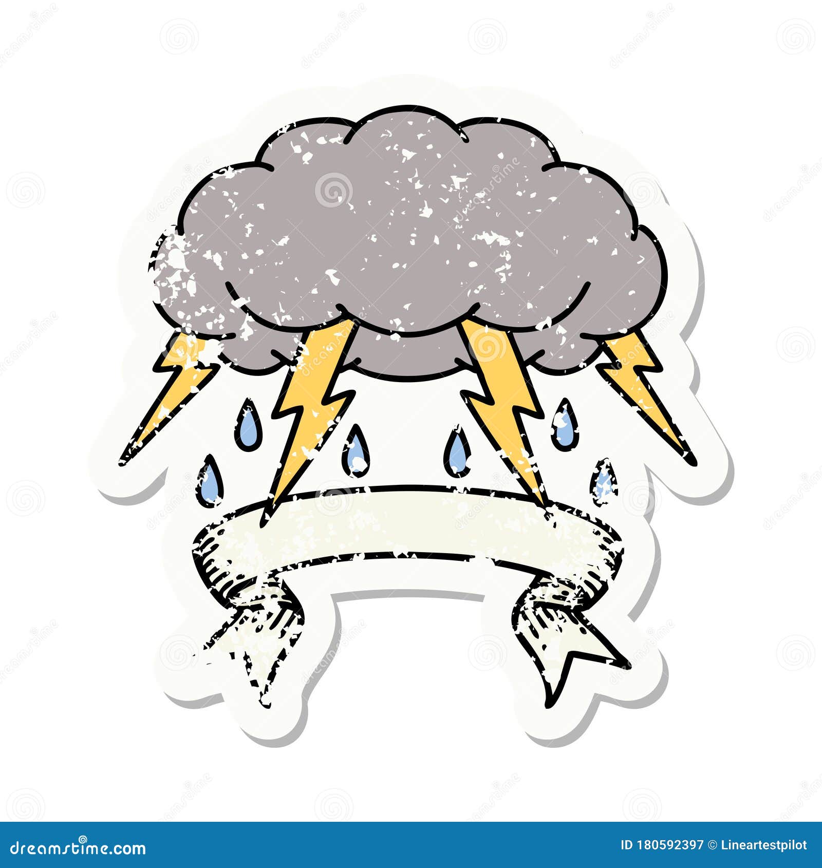 Grunge Sticker with Banner of a Storm Cloud Stock Vector - Illustration ...