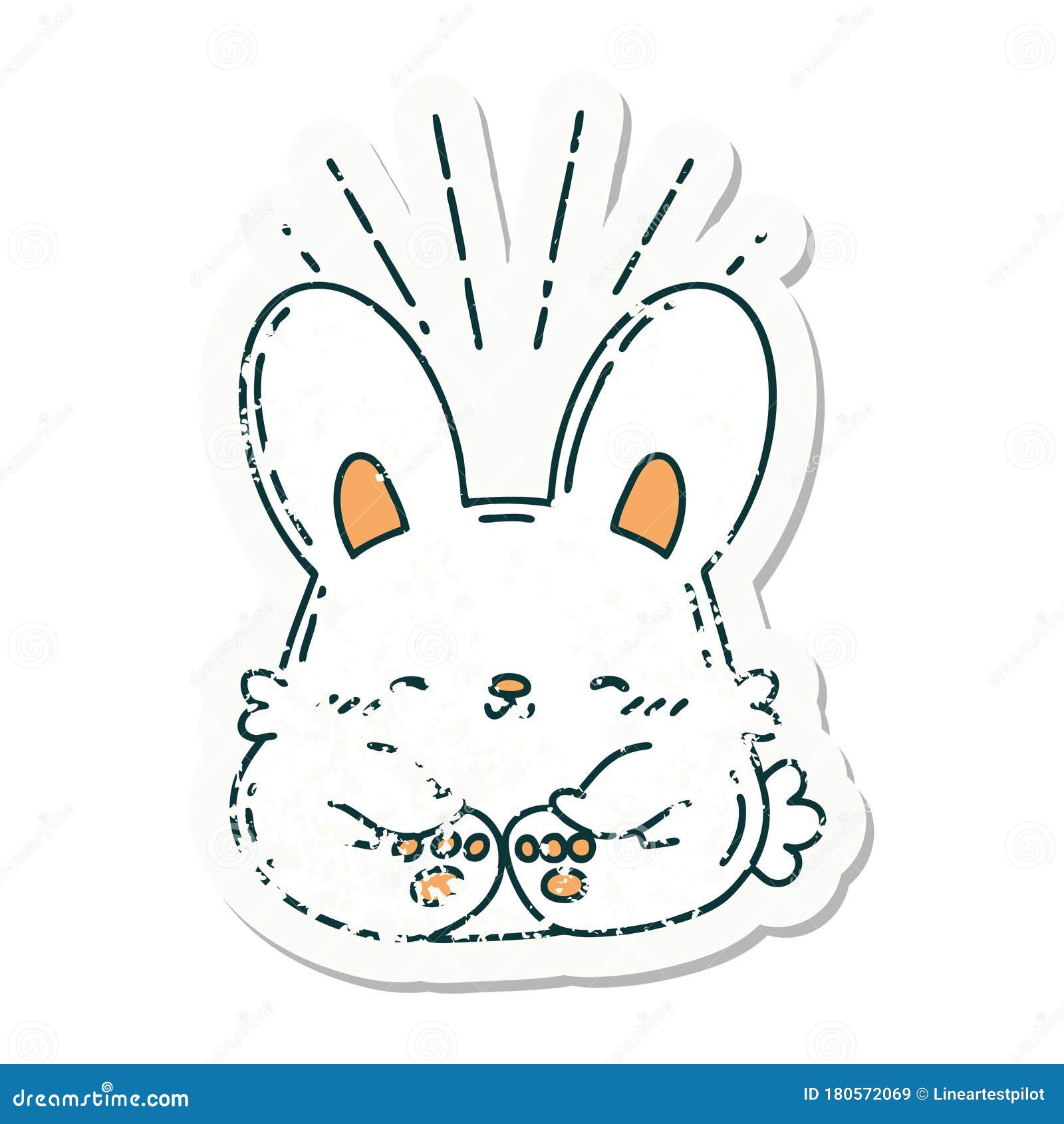 Grunge Sticker of Tattoo Style Happy Rabbit Stock Vector - Illustration ...