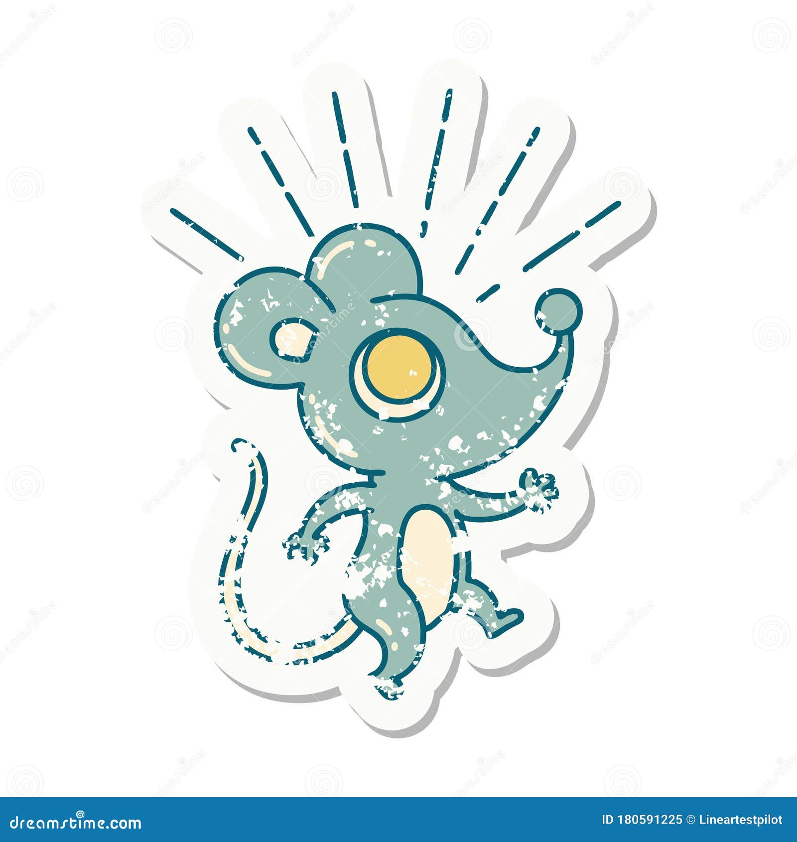 Grunge Sticker of Tattoo Style Mouse Character Stock Vector ...