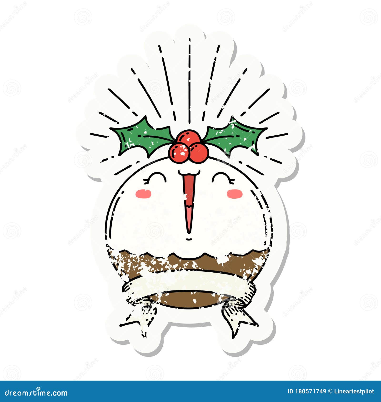 Grunge Sticker of Tattoo Style Singing Christmas Pudding Stock Vector ...