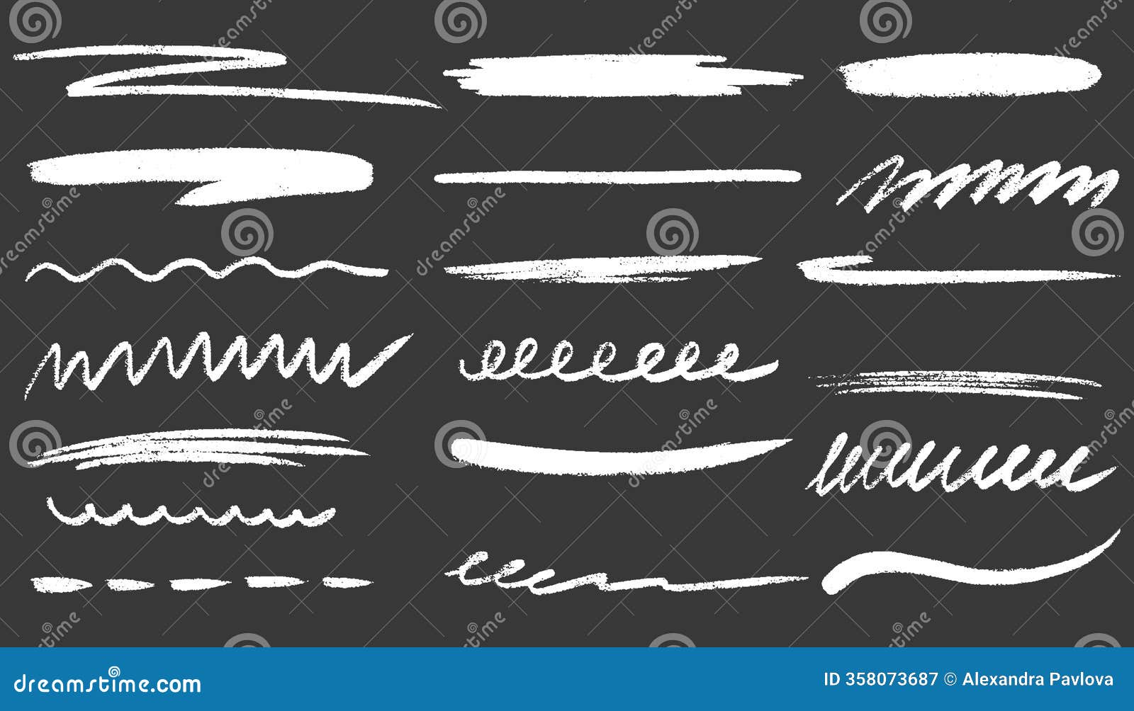 Grunge Strikethrough And Underline Elements. Chalk Lines, Charcoal ...