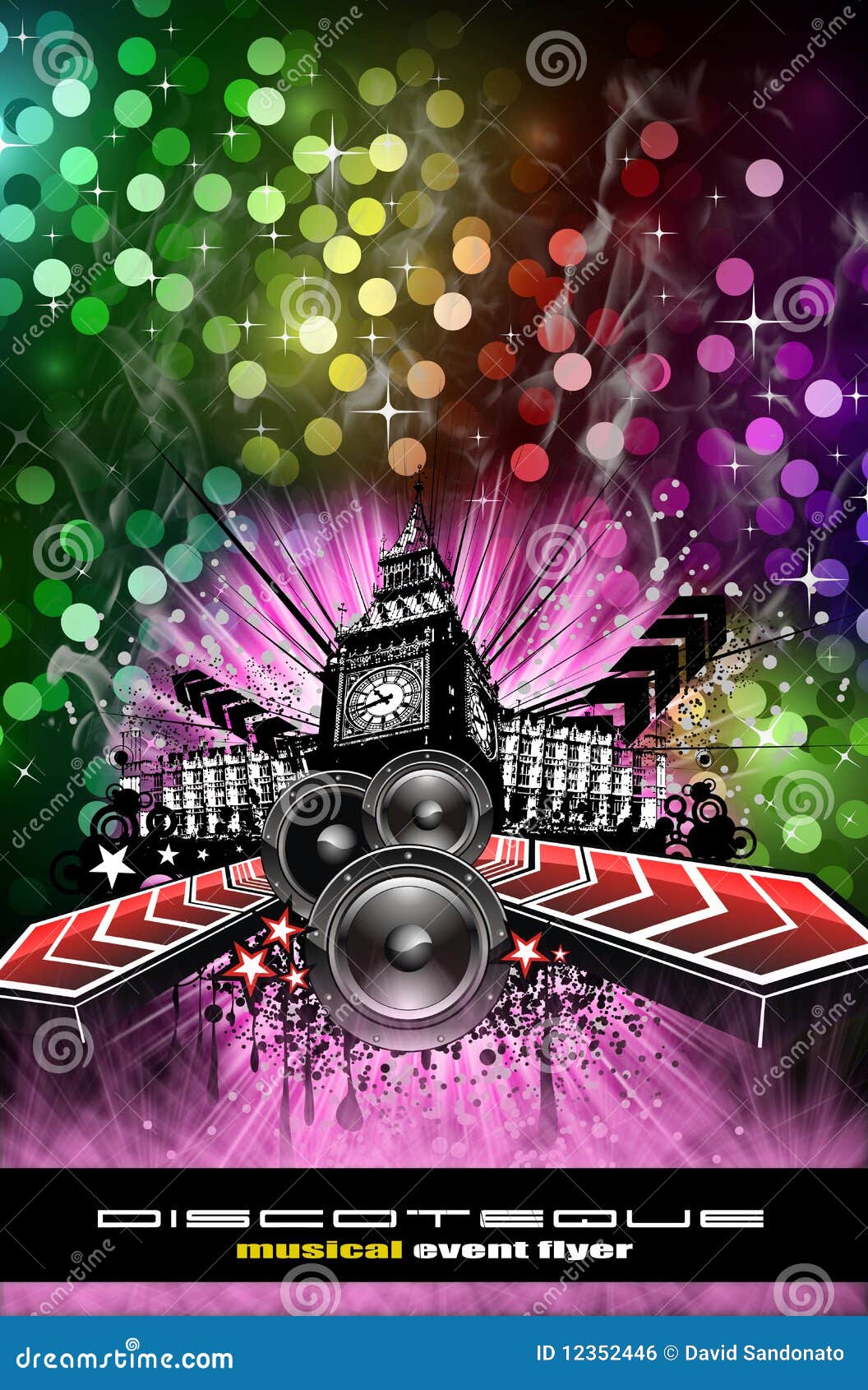 Grunge Style Disco Flyer Background Stock Illustration - Illustration ...