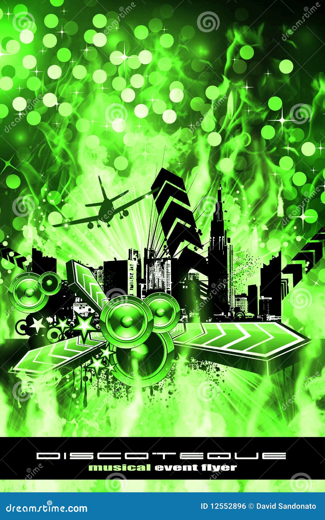 Grunge Style Disco Flyer Background Stock Illustration - Illustration ...