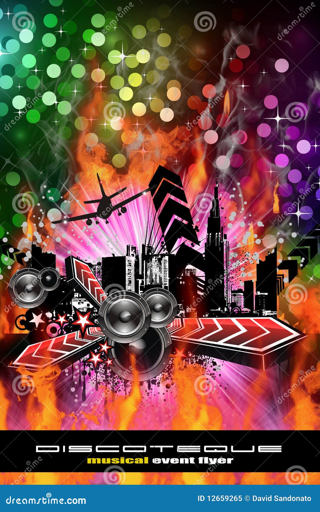 Grunge Style Disco Flyer Background Stock Illustration - Illustration ...