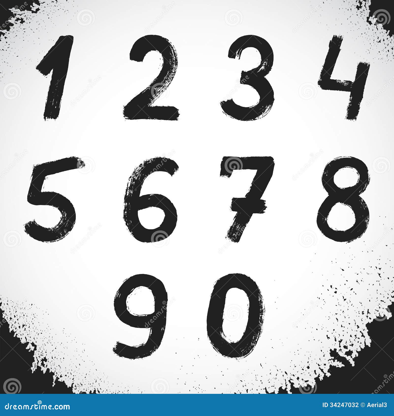 Grunge Style Font. Grunge Numbers Stock Vector - Illustration of grunge ...