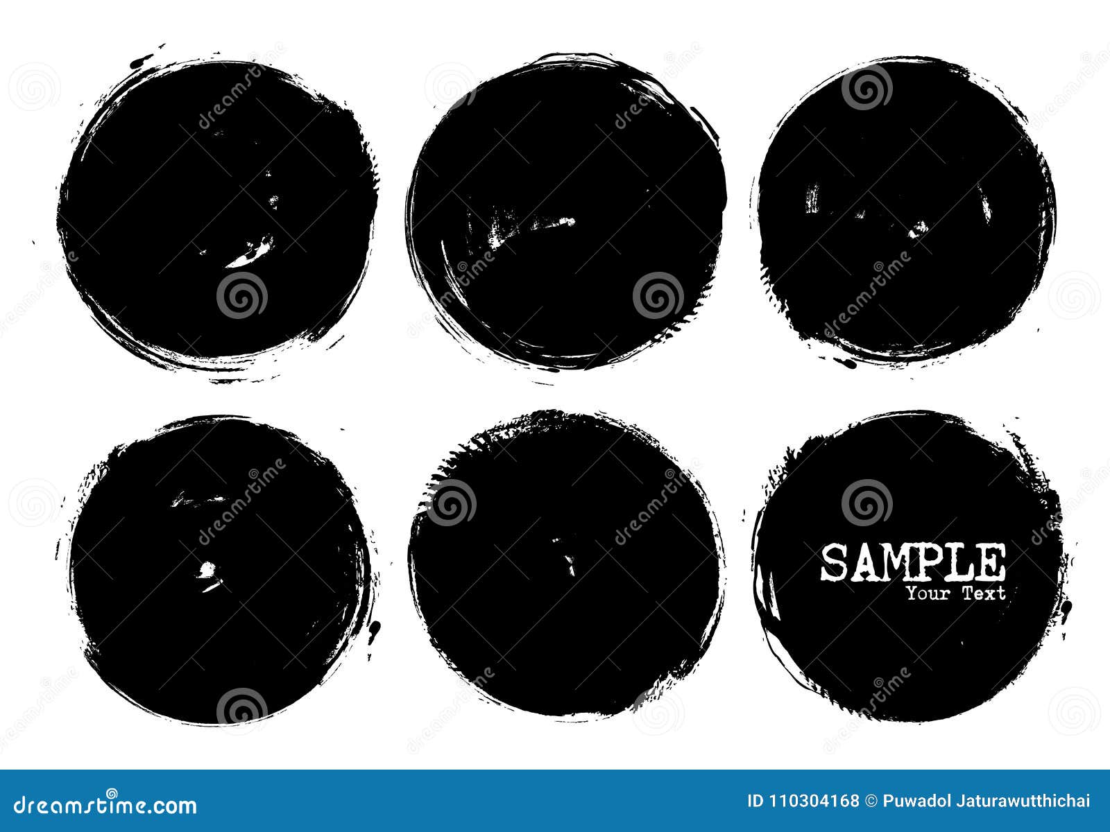 Grunge Style Set of Circle Shapes . Vector Stock Vector - Illustration ...