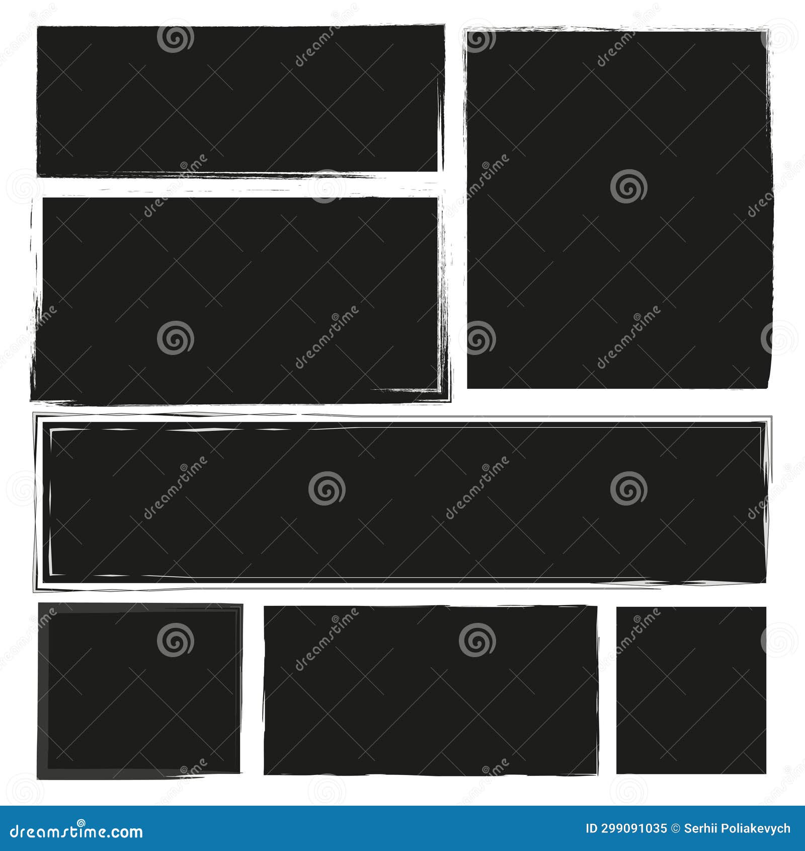 Grunge Style Set of Square and Rectangle Shapes. Vector Illustration ...