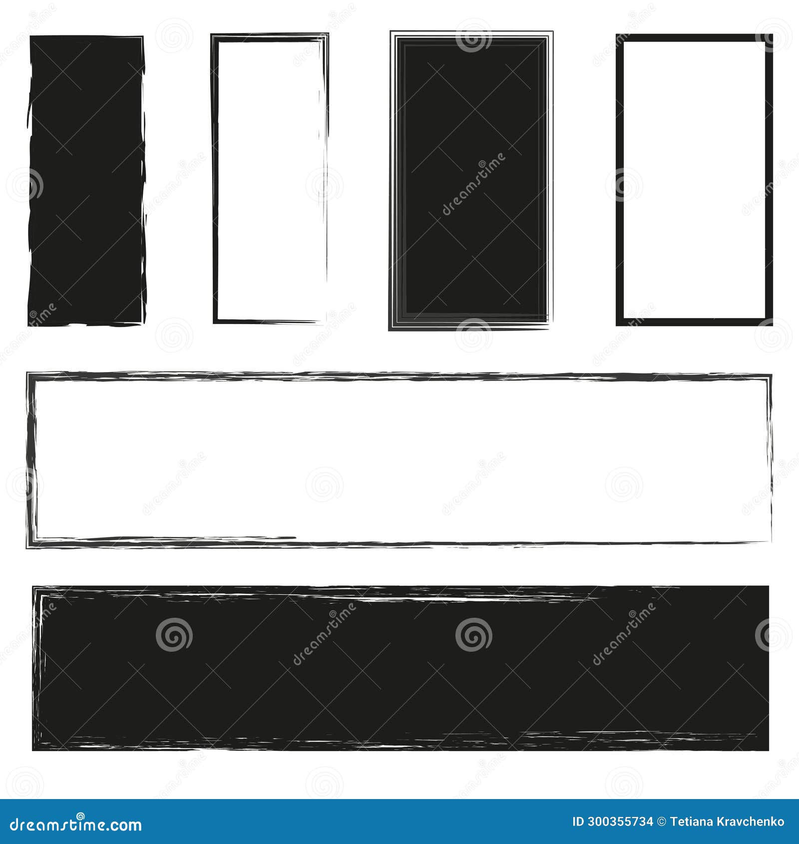 Grunge Style Set of Square and Rectangle Shapes. Vector Illustration ...