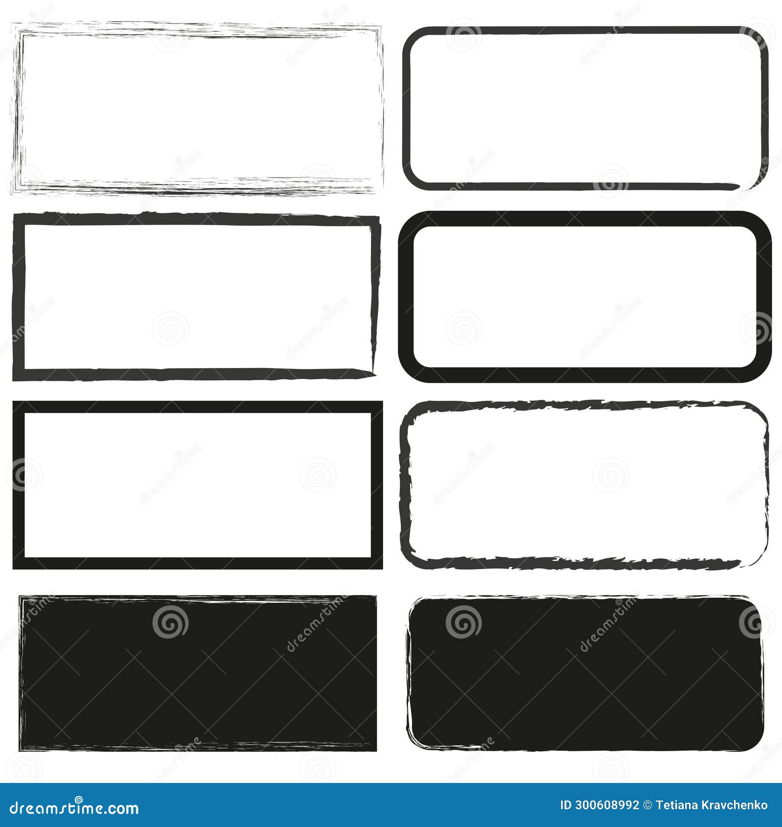 Grunge Style Set of Square and Rectangle Shapes. Vector Illustration ...