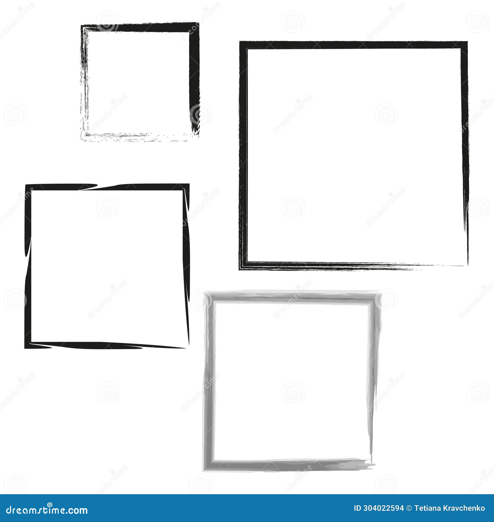 Grunge Style Set of Square and Rectangle Shapes. Vector Illustration ...