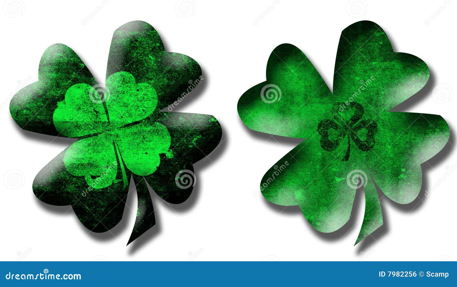 Grunge Style Shamrocks Isolated Stock Illustration - Illustration of ...