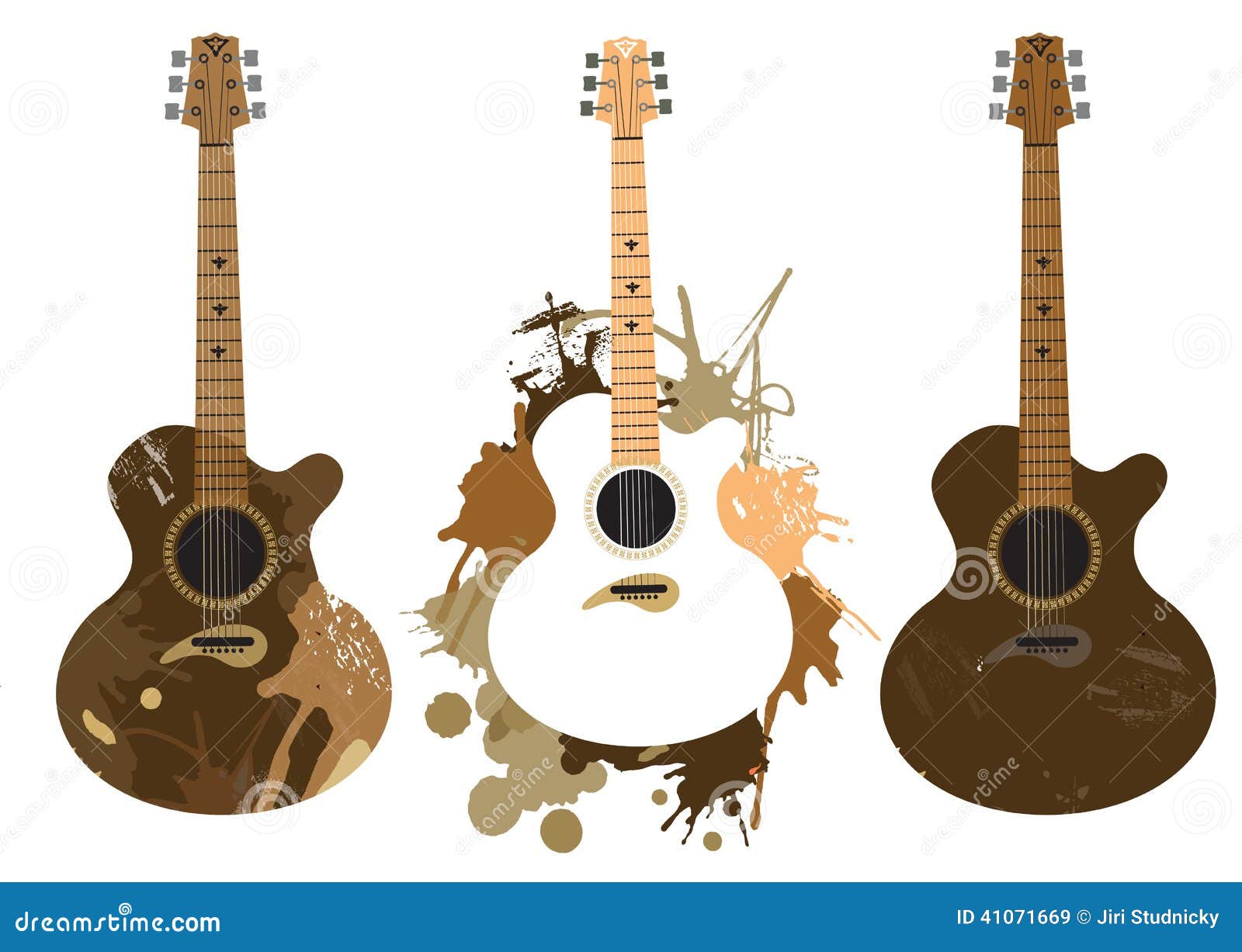 Set Of Stylized Guitars. Collection Of Electric Guitars. Black And ...