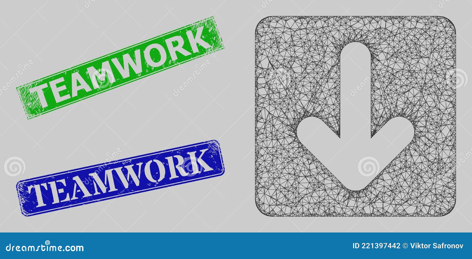 Grunge Teamwork Stamp Seals and Crossed Down Cursor Web Mesh Stock ...