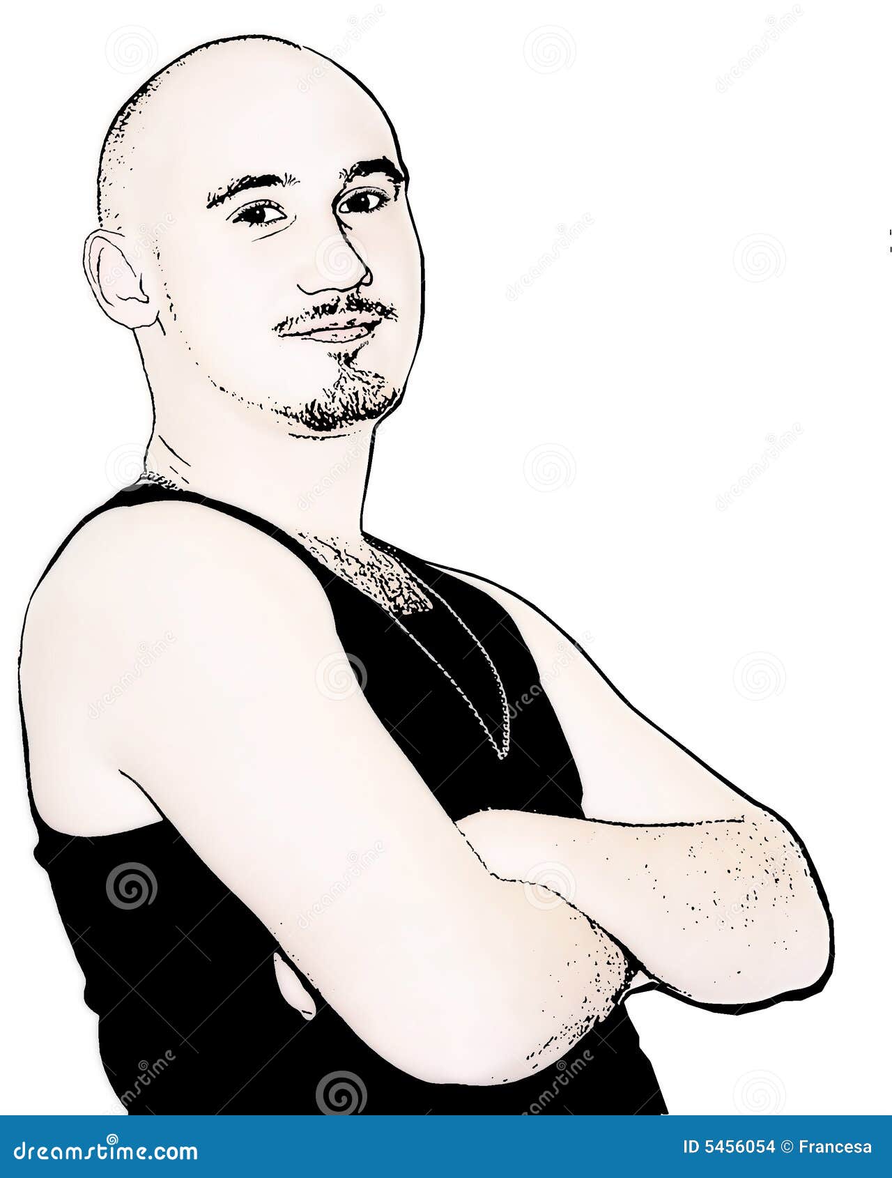 `Athletic Man With Shaved Head`. Cartoon Style. Vector Illustration ...
