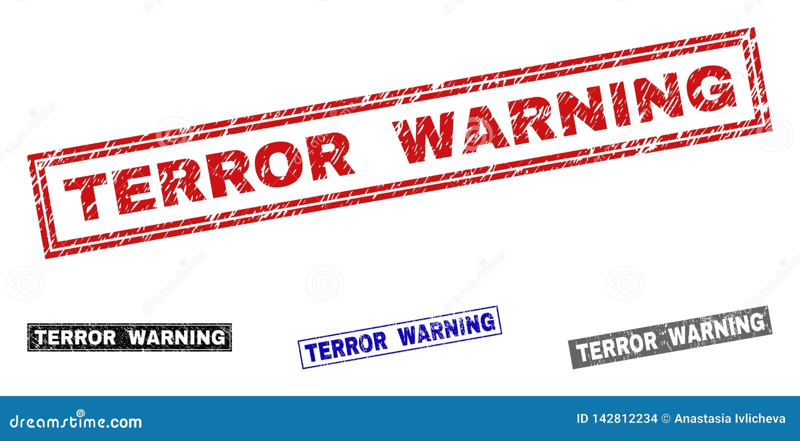 Grunge TERROR WARNING Textured Rectangle Stamps Stock Vector ...