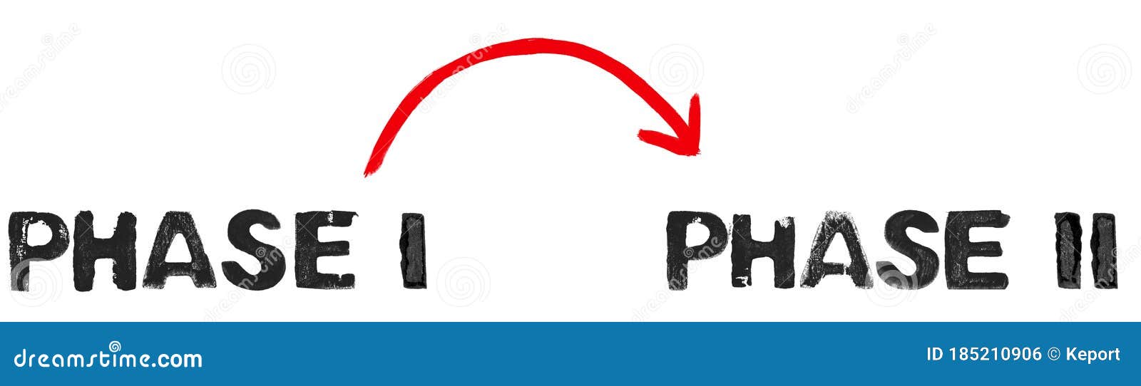 Grunge Text with Arrow Showing Phase 1 and Phase 2 Stock Photo - Image ...