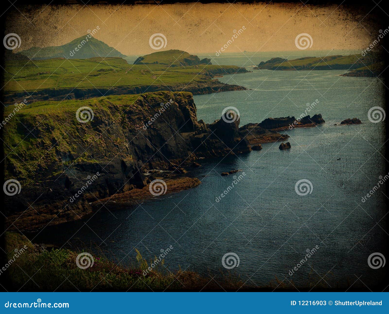 Grunge Texture Beautiful Scenic Irish Landscape Stock Image - Image of ...