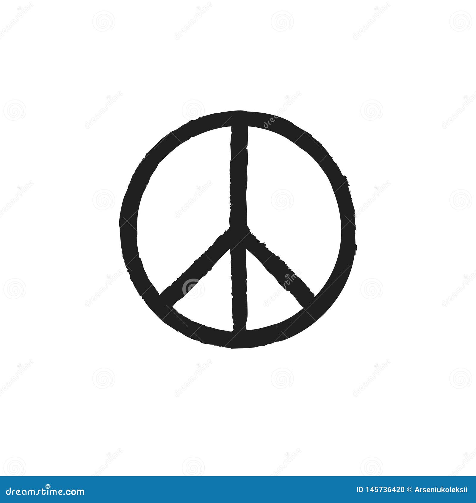 Grunge Texture Hippie Round Peace Black Sign. Stock Vector ...