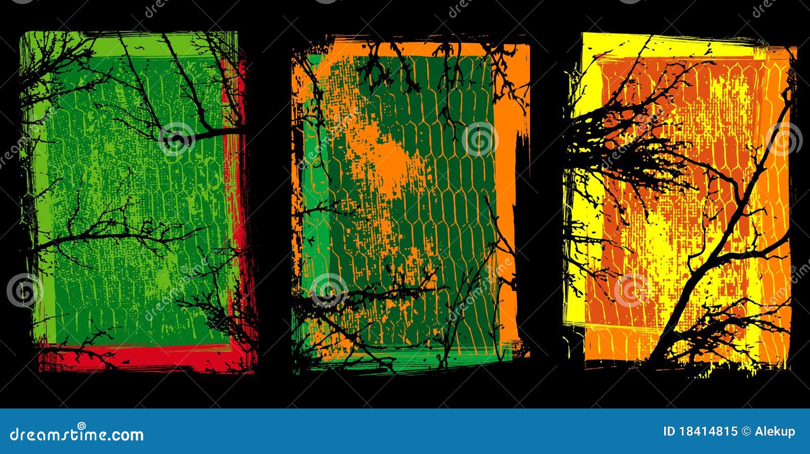 Grunge textures with trees stock vector. Illustration of autumn - 18414815