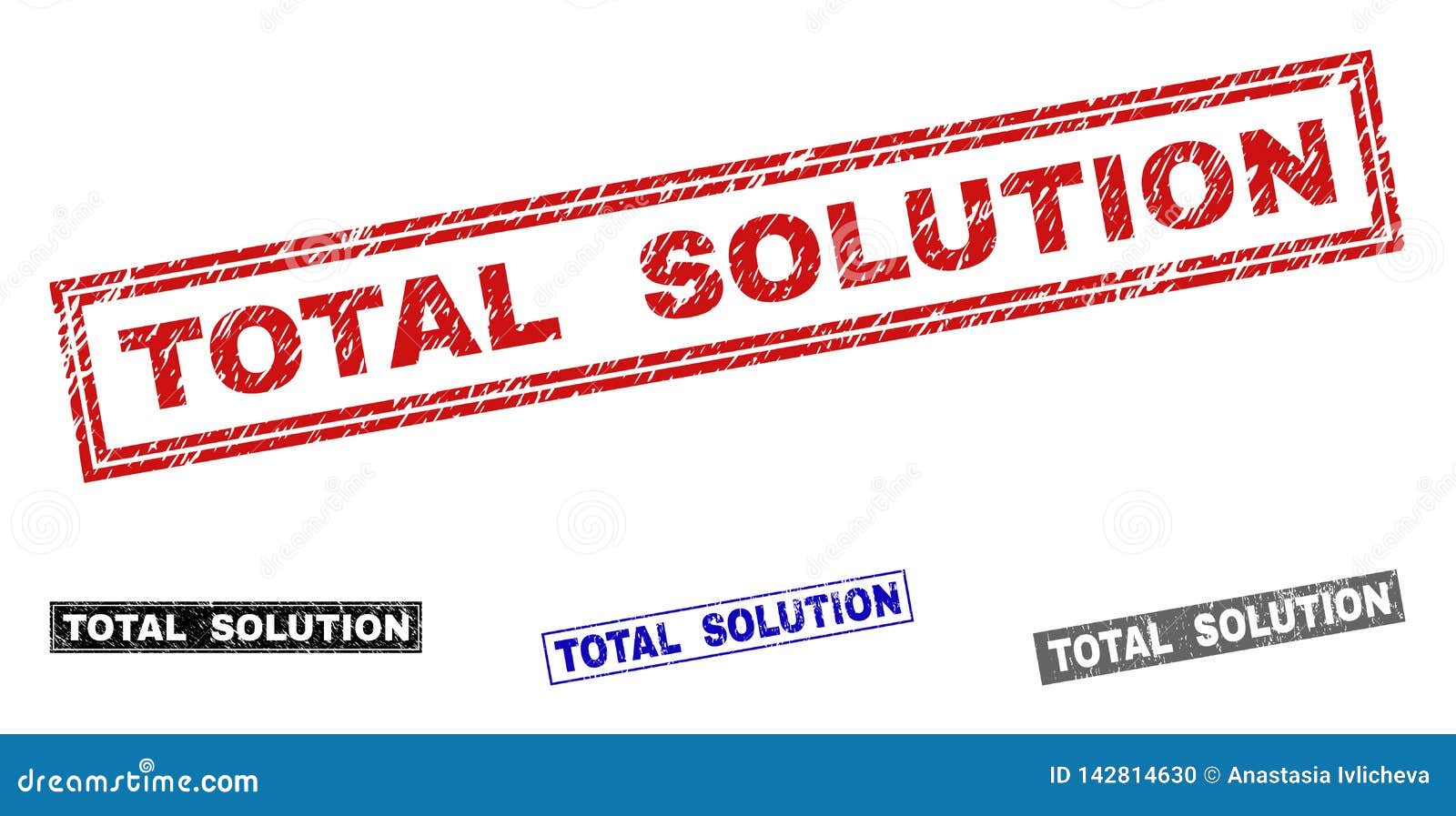Grunge TOTAL SOLUTION Textured Rectangle Stamp Seals Stock Vector ...