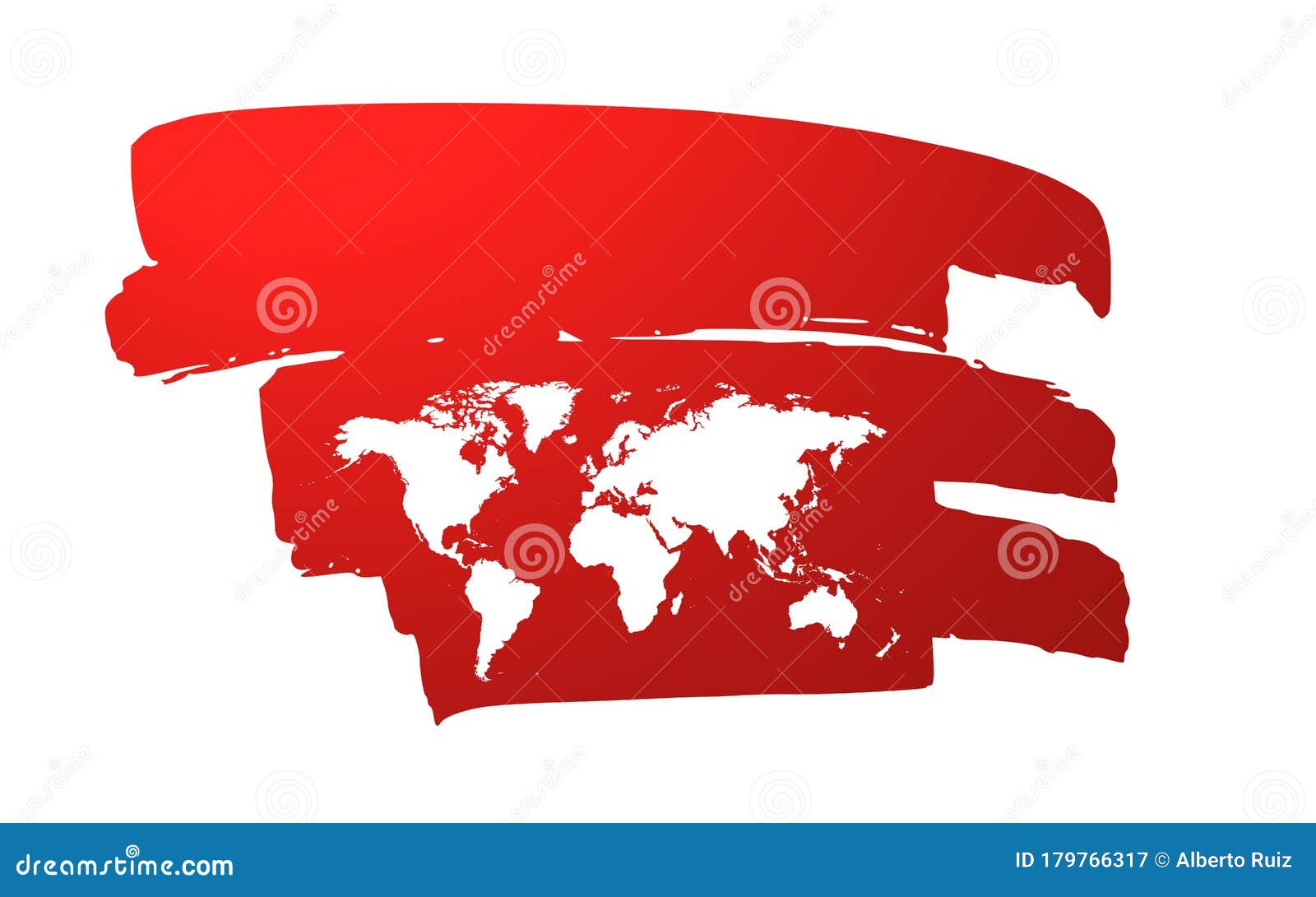 Red Strokes of White World Map Stock Illustration - Illustration of ...