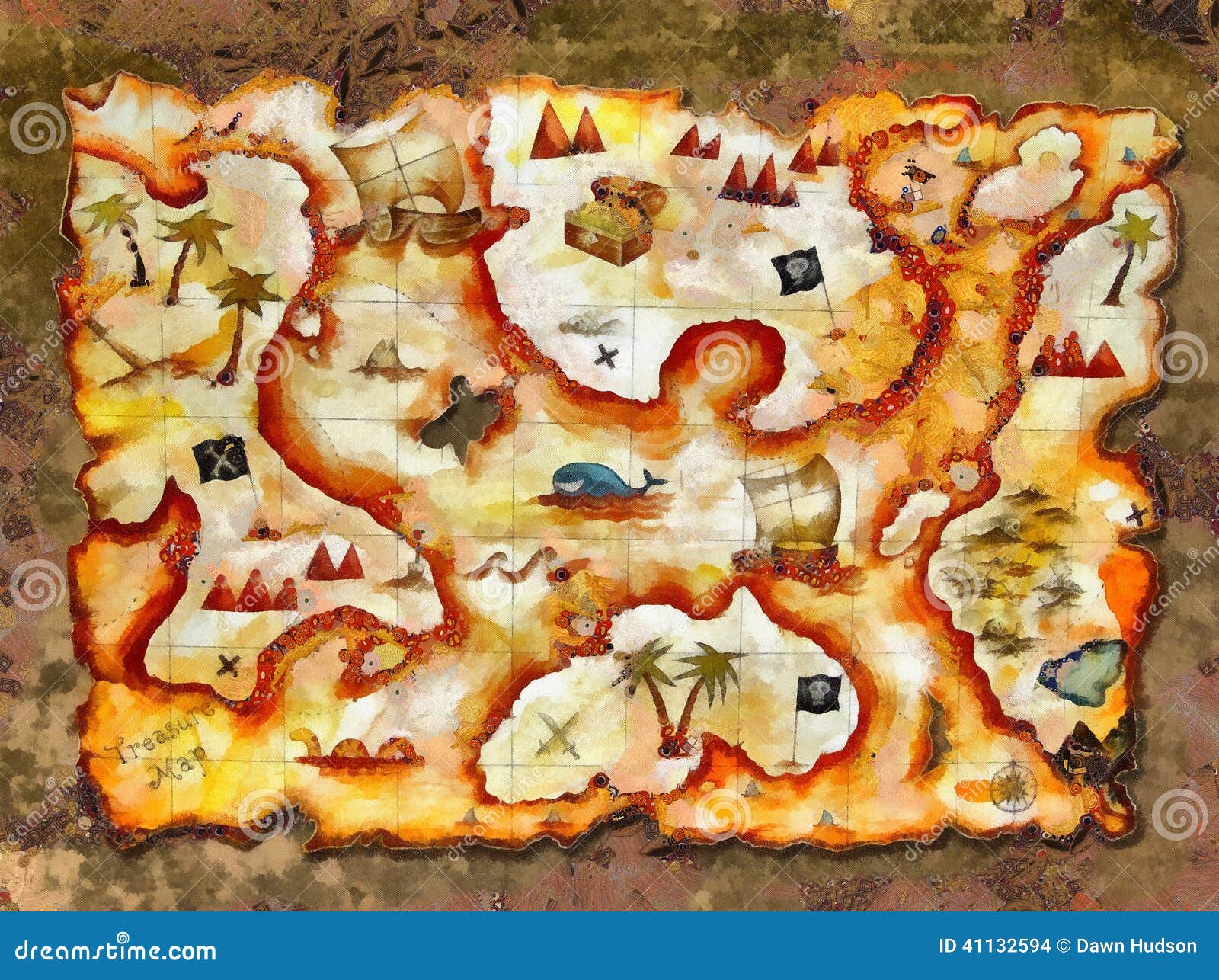 Grunge Treasure Map stock illustration. Illustration of grunge - 41132594