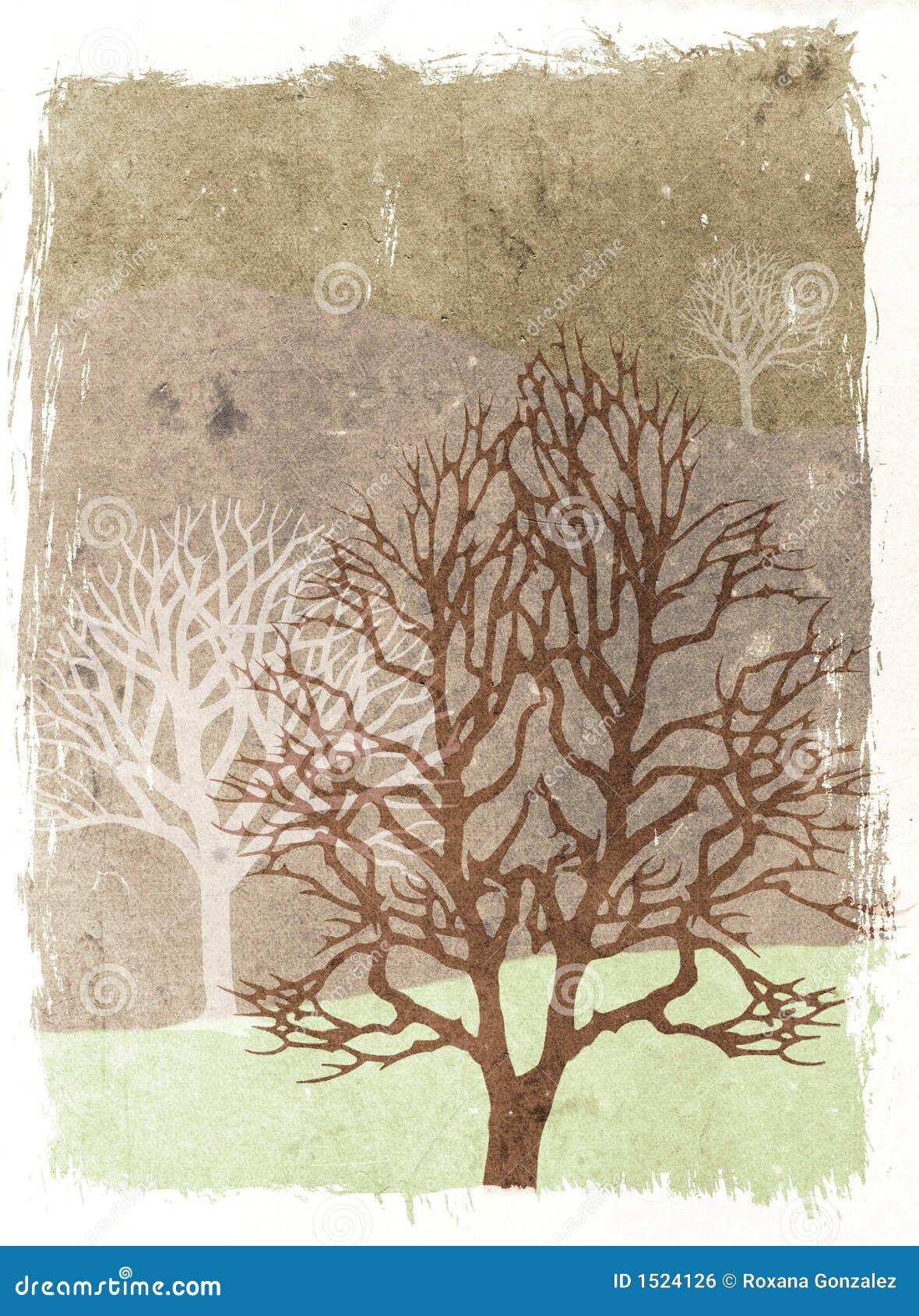 Grunge Trees Illustration - Autumn Stock Illustration - Illustration of ...