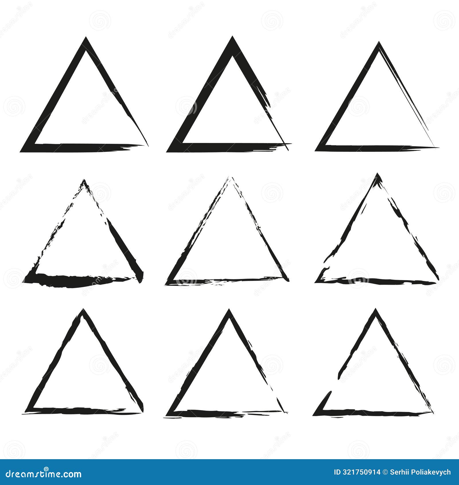 Grunge Triangle Frames. Nine Black Outlines. Hand-drawn Vector ...