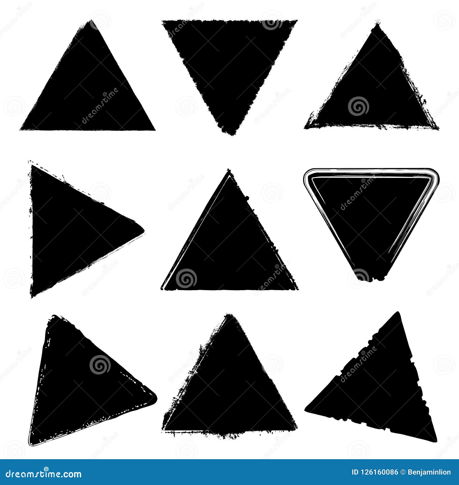 Grunge Triangle Set stock vector. Illustration of brush - 126160086