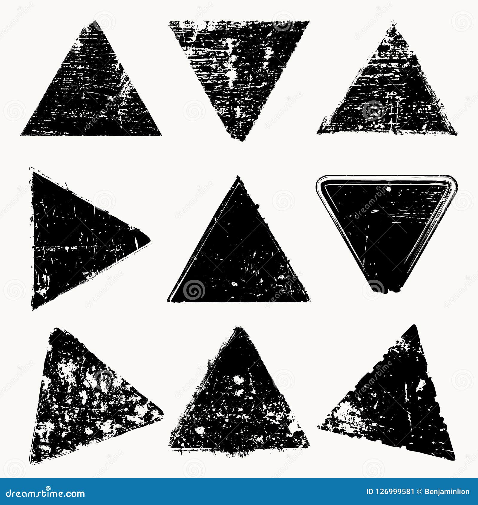 Grunge Triangles Set stock vector. Illustration of drop - 126999581