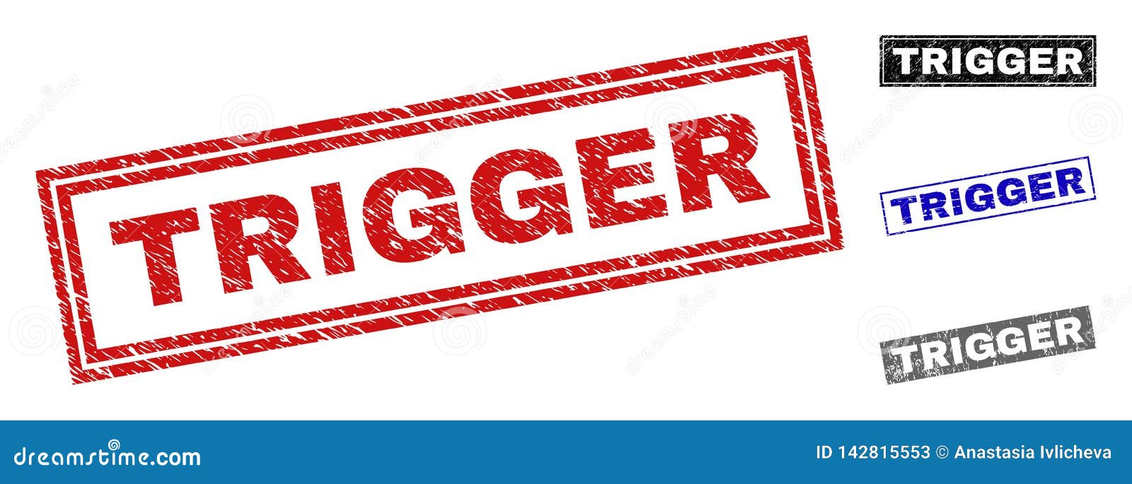 Grunge TRIGGER Scratched Rectangle Stamps Stock Vector - Illustration ...