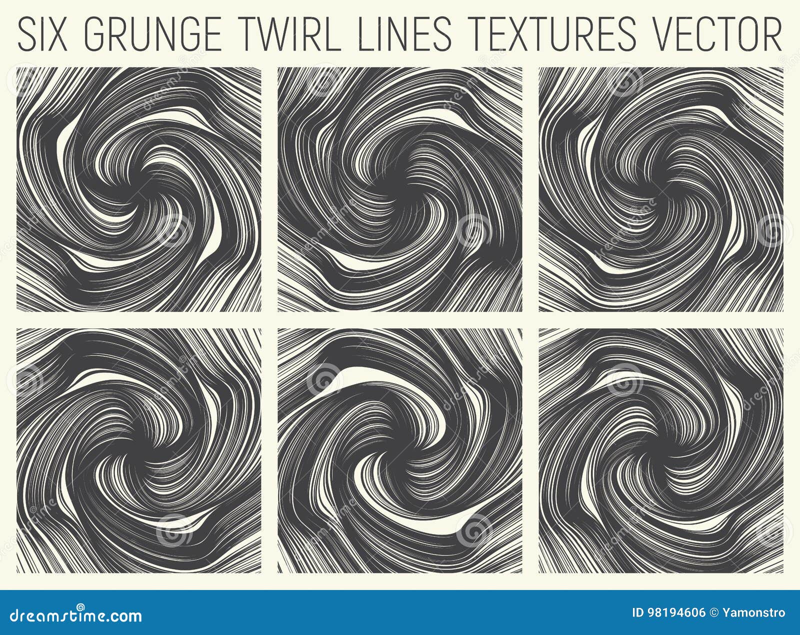6 Grunge Twirl Lines Textures Vector Stock Vector - Illustration of ...