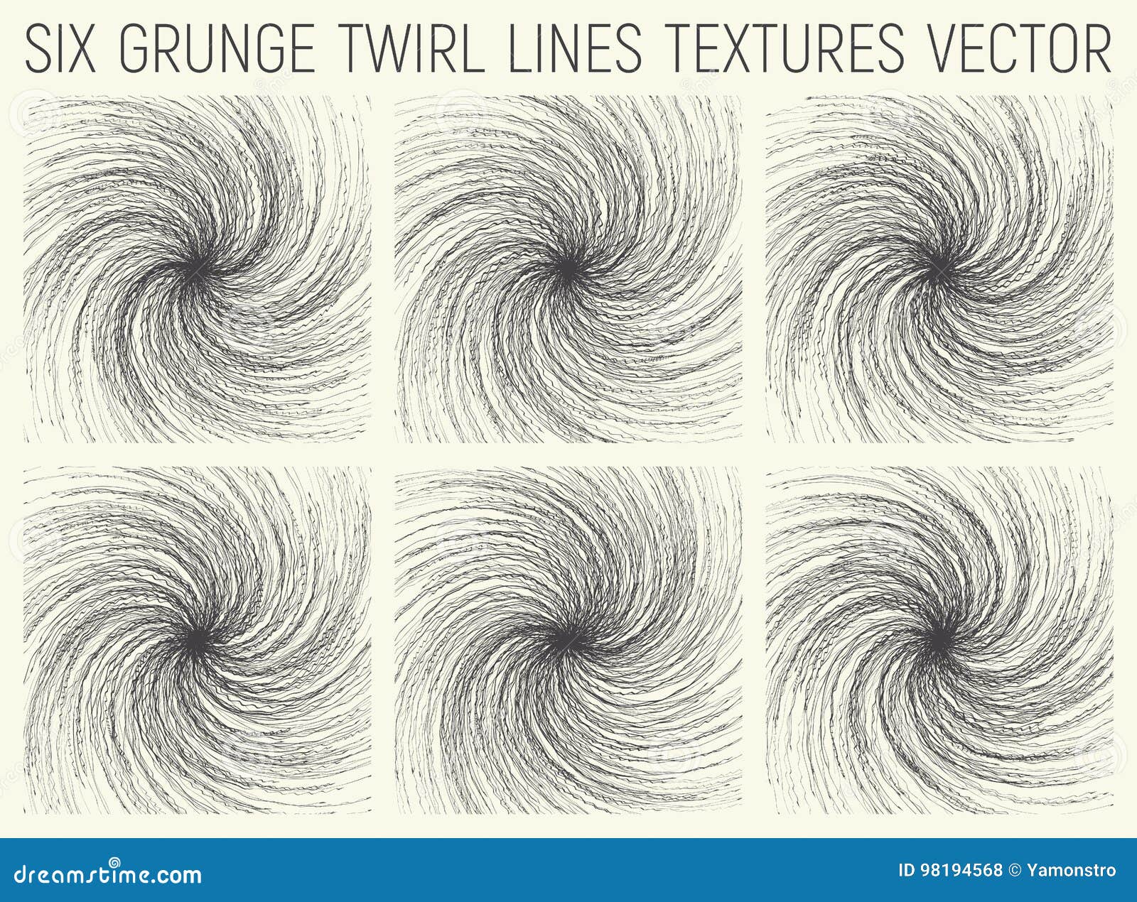 6 Grunge Twirl Lines Textures Vector Stock Vector - Illustration of ...